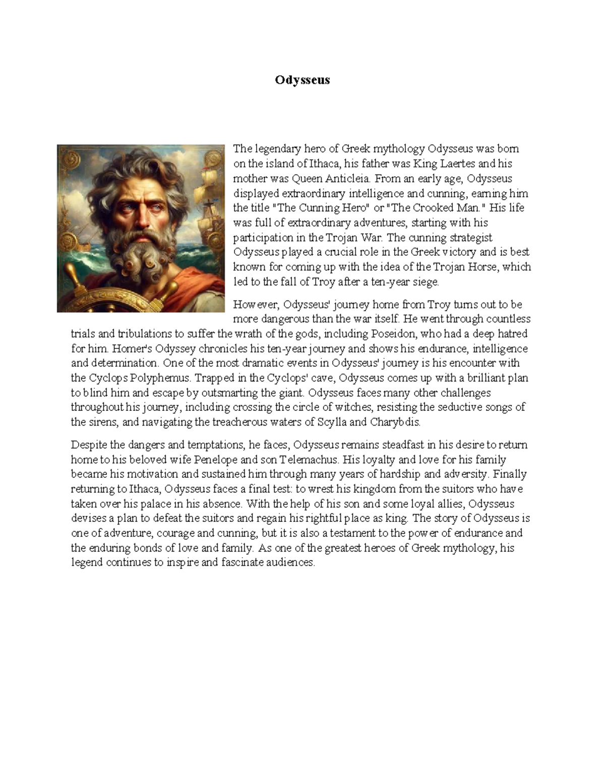 Odysseus - ..jwjnc - Odysseus The legendary hero of Greek mythology ...