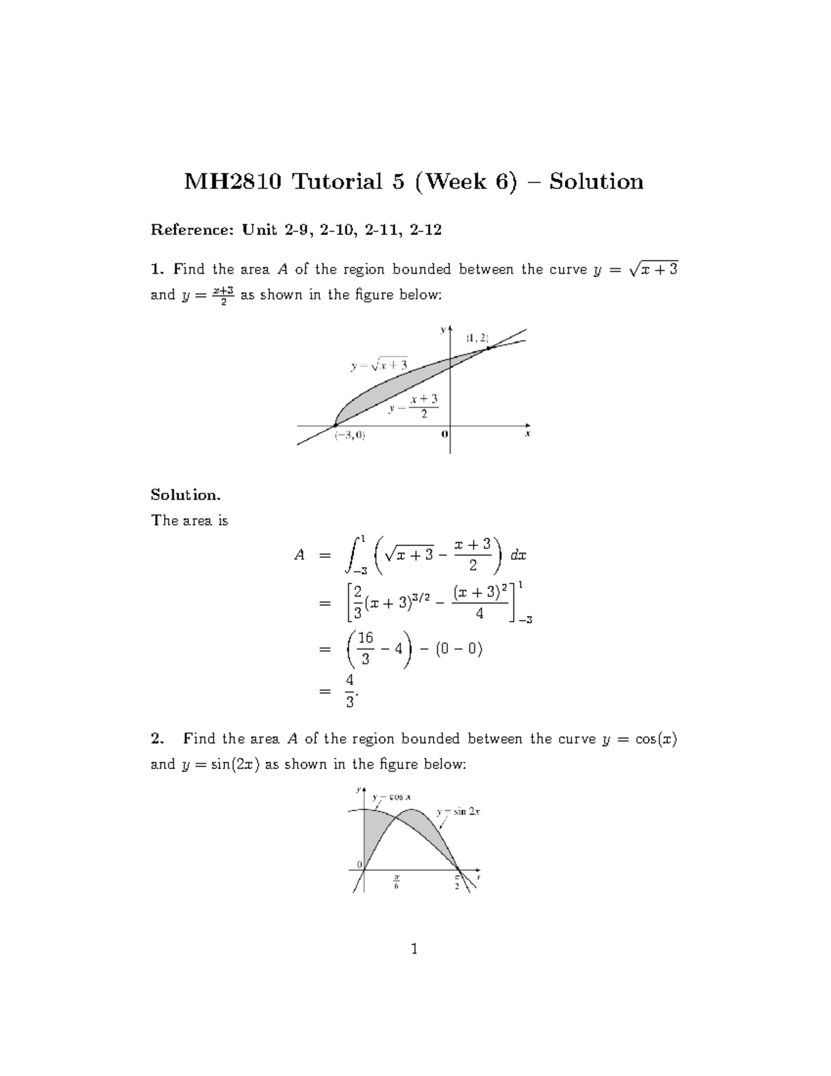 Tutorial 5 Solution - nil - MH2810 Tutorial 5 (Week 6) – Solution ...