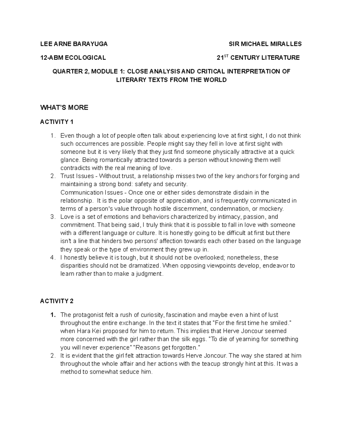 Close Analysis and Critical Interpretation of Literary Texts from the ...