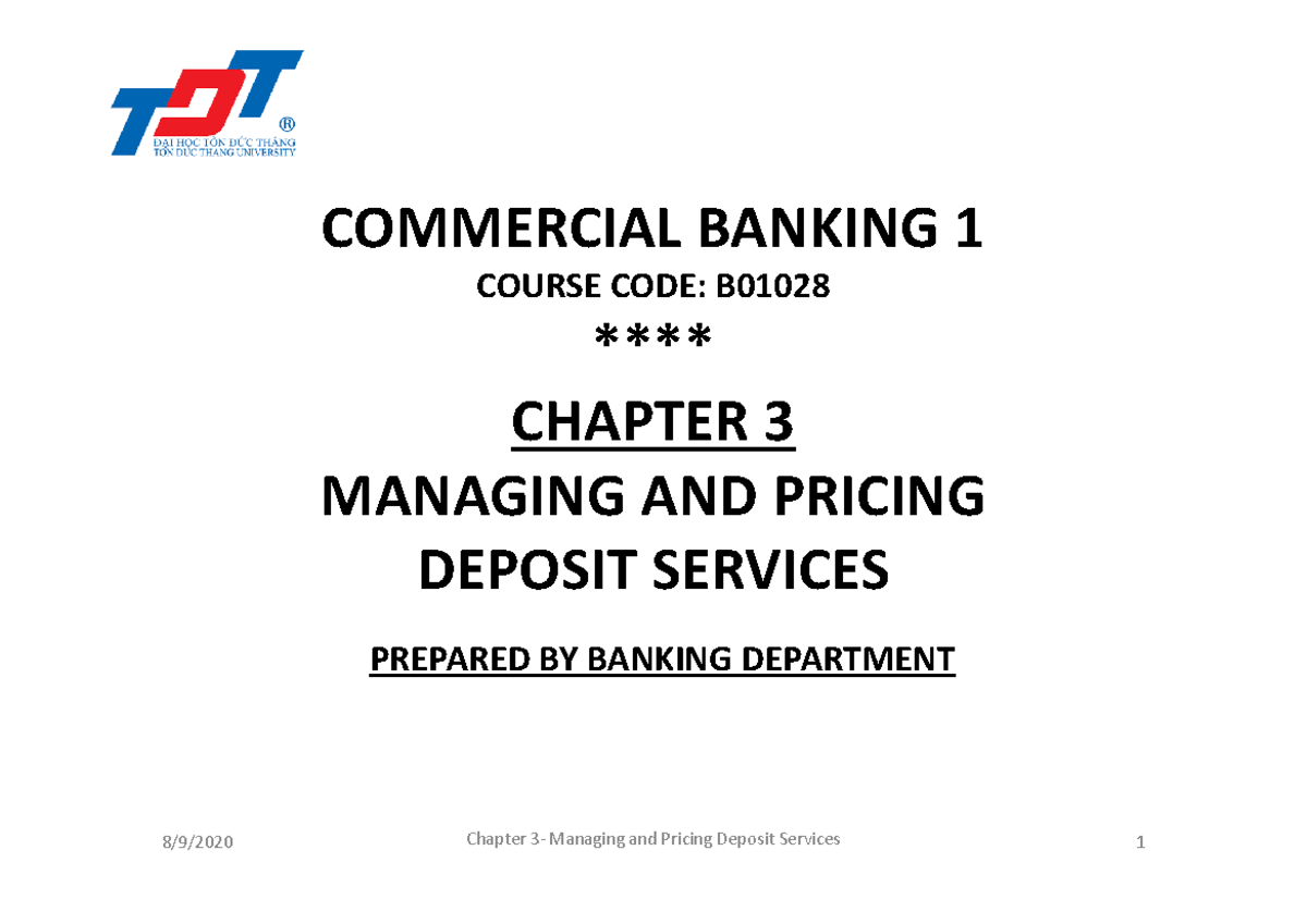 B01028 Chapter 3 Managing and Pricing deposit services - COMMERCIAL ...