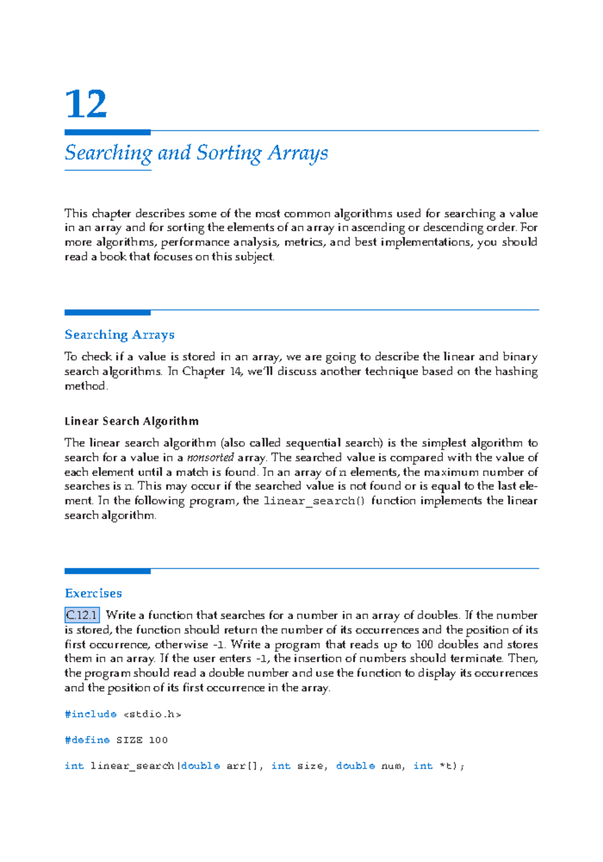 Lecture 7a - students notes - 12 Searching and Sorting Arrays This ...
