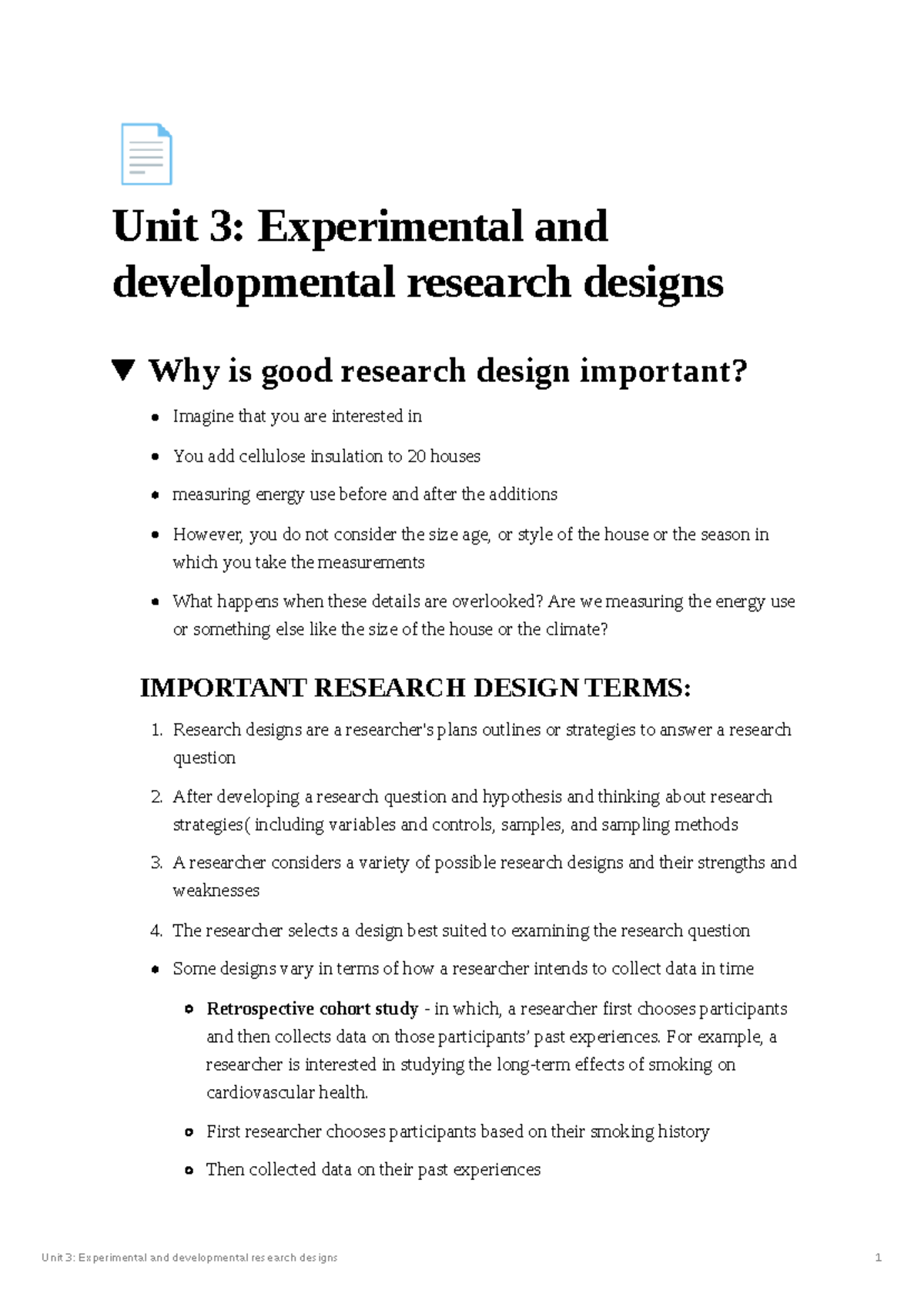 Unit 3 Experimental and developmental research designs - 📄 Unit 3 ...