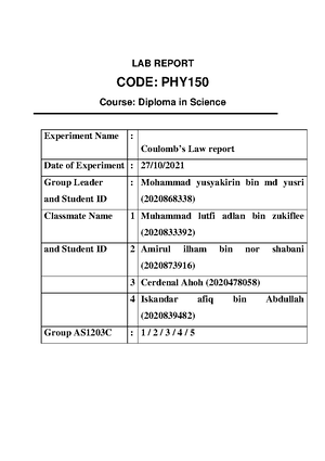 LAB Report PHY150 Experiment 4 (Magnetism) - UNIVERSITI TEKNOLOGI MARA CAWANGAN PERAK KAMPUS ...