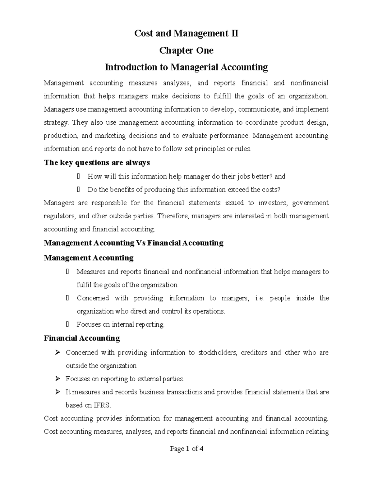 Chapter - 1 Cost and Management II Introduction - Cost and Management ...