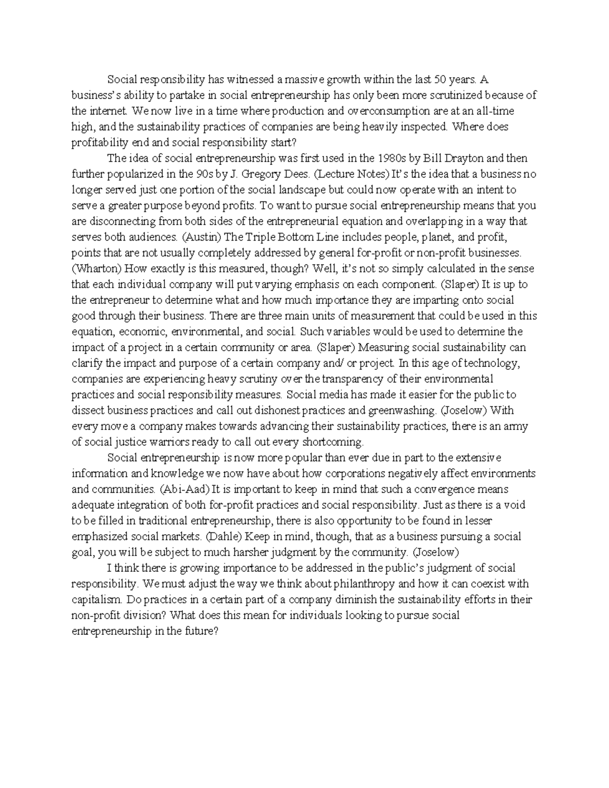 RA Lesson 4 - Reflection Assignment - Social responsibility has ...