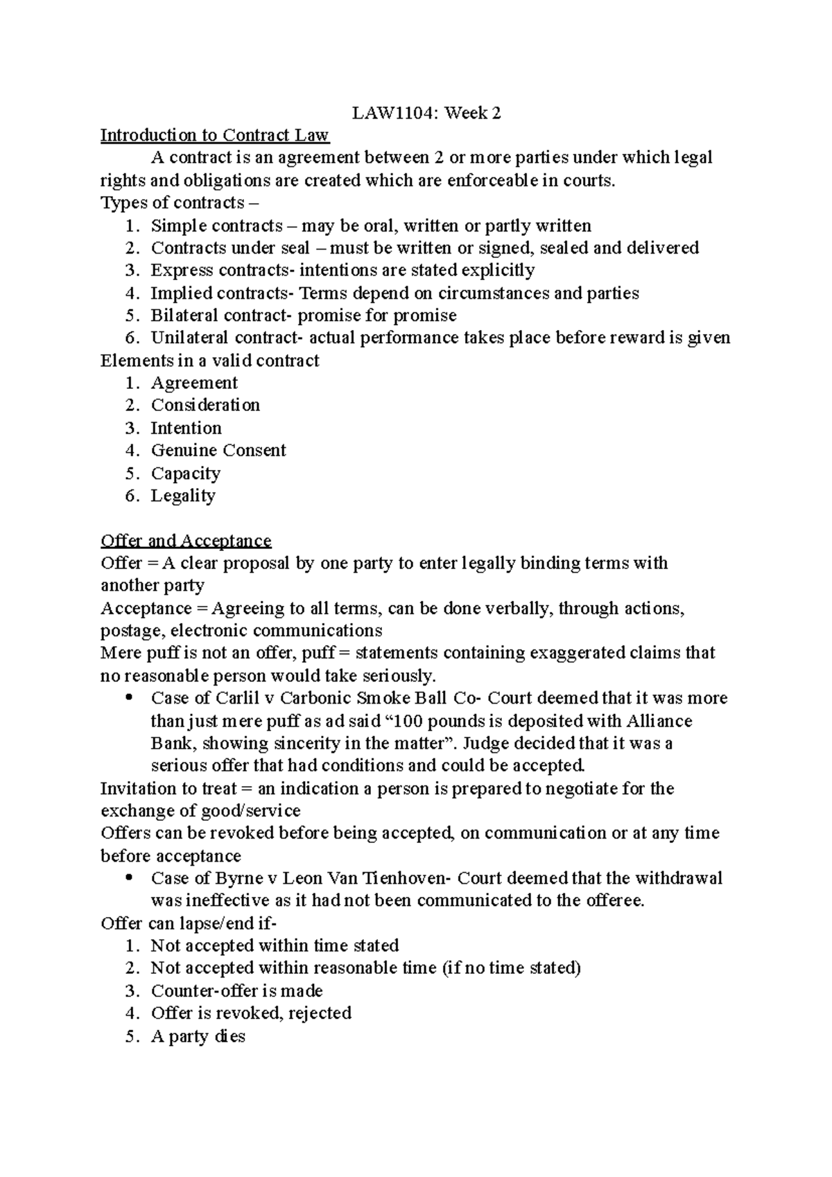 LAW1104 Final Exam Cheat Sheets - LAW1104: Week 2 Introduction to ...