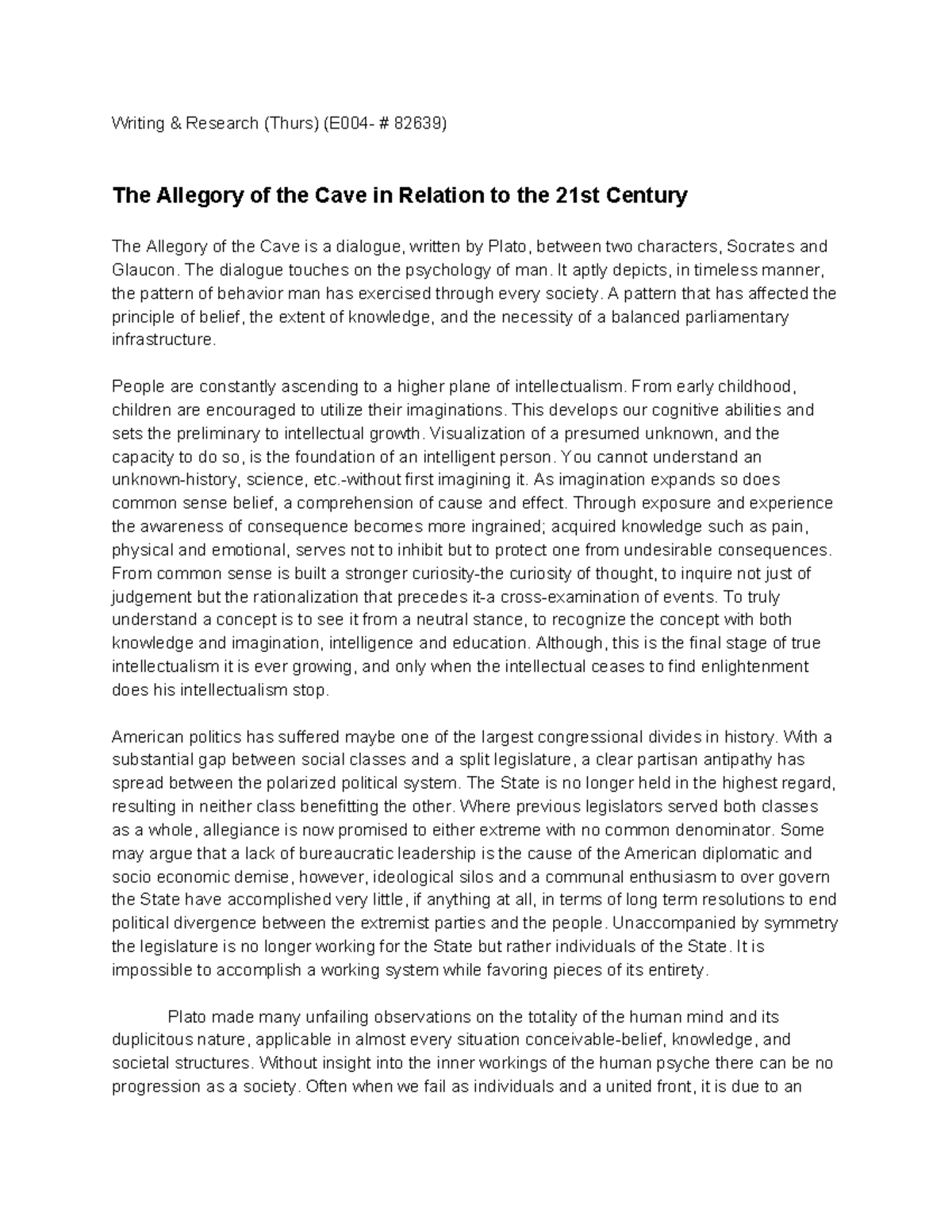 The Allegory of the Cave in Relation to the 21st Century - The dialogue ...