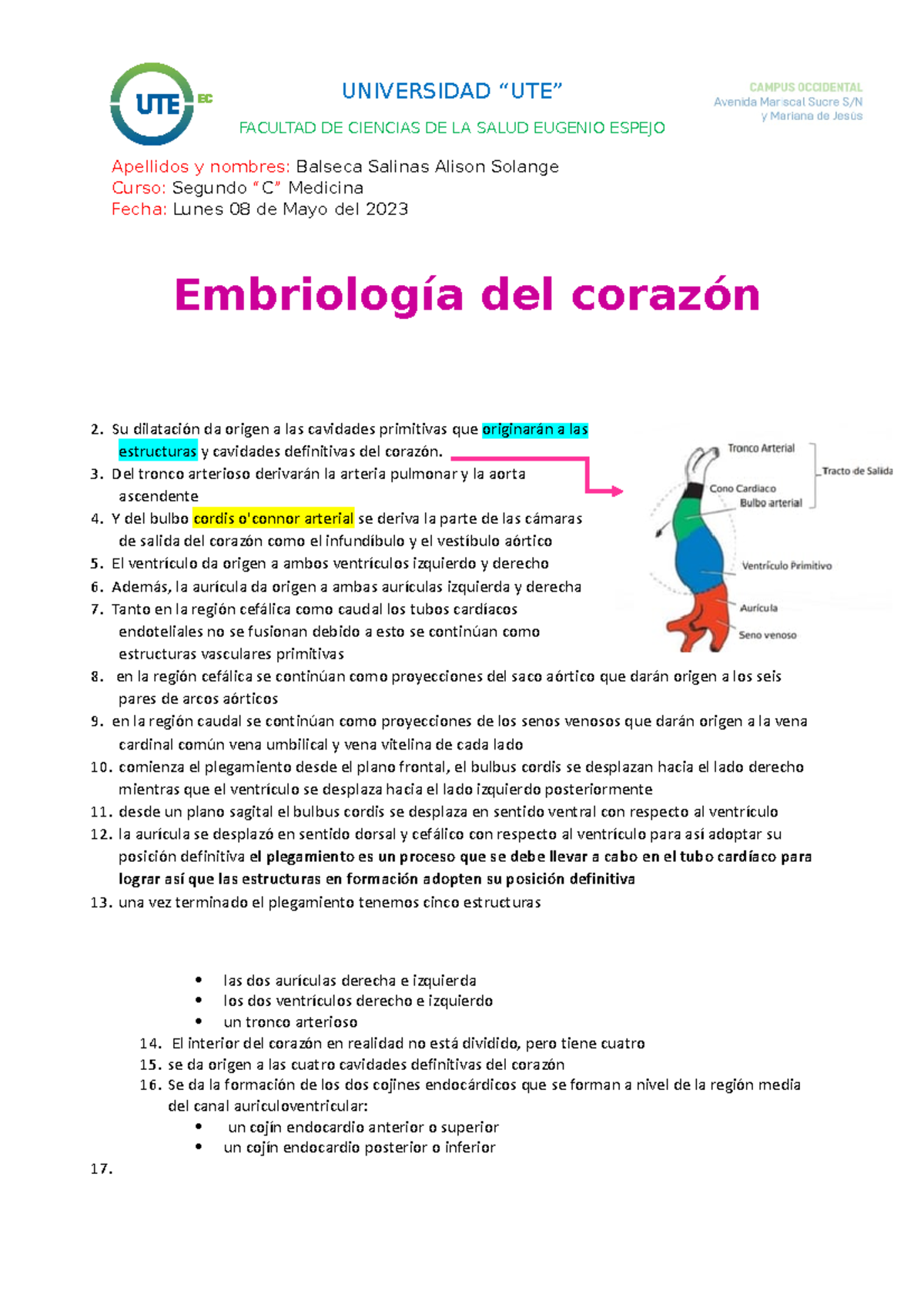 Embriologia - video - Apellidos y nombres: Balseca Salinas Alison ...