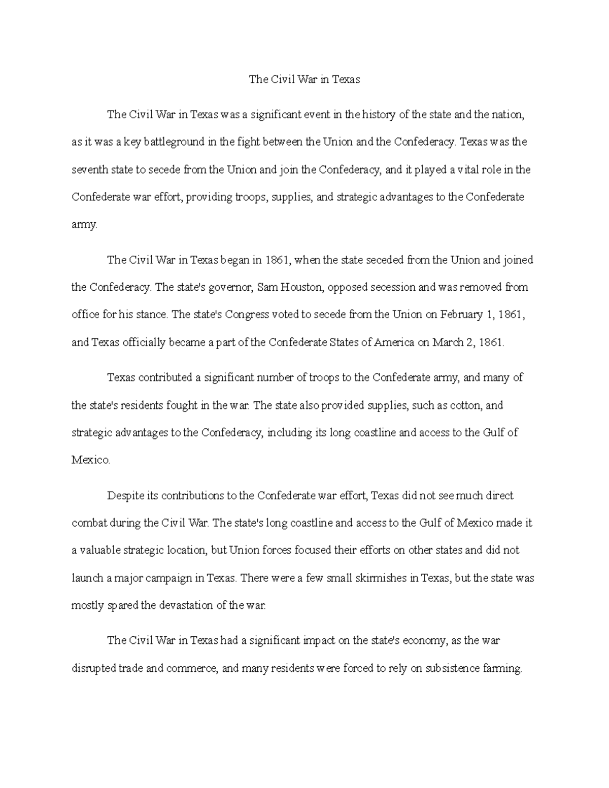 The Civil War in Texas - Texas was the seventh state to secede from the ...