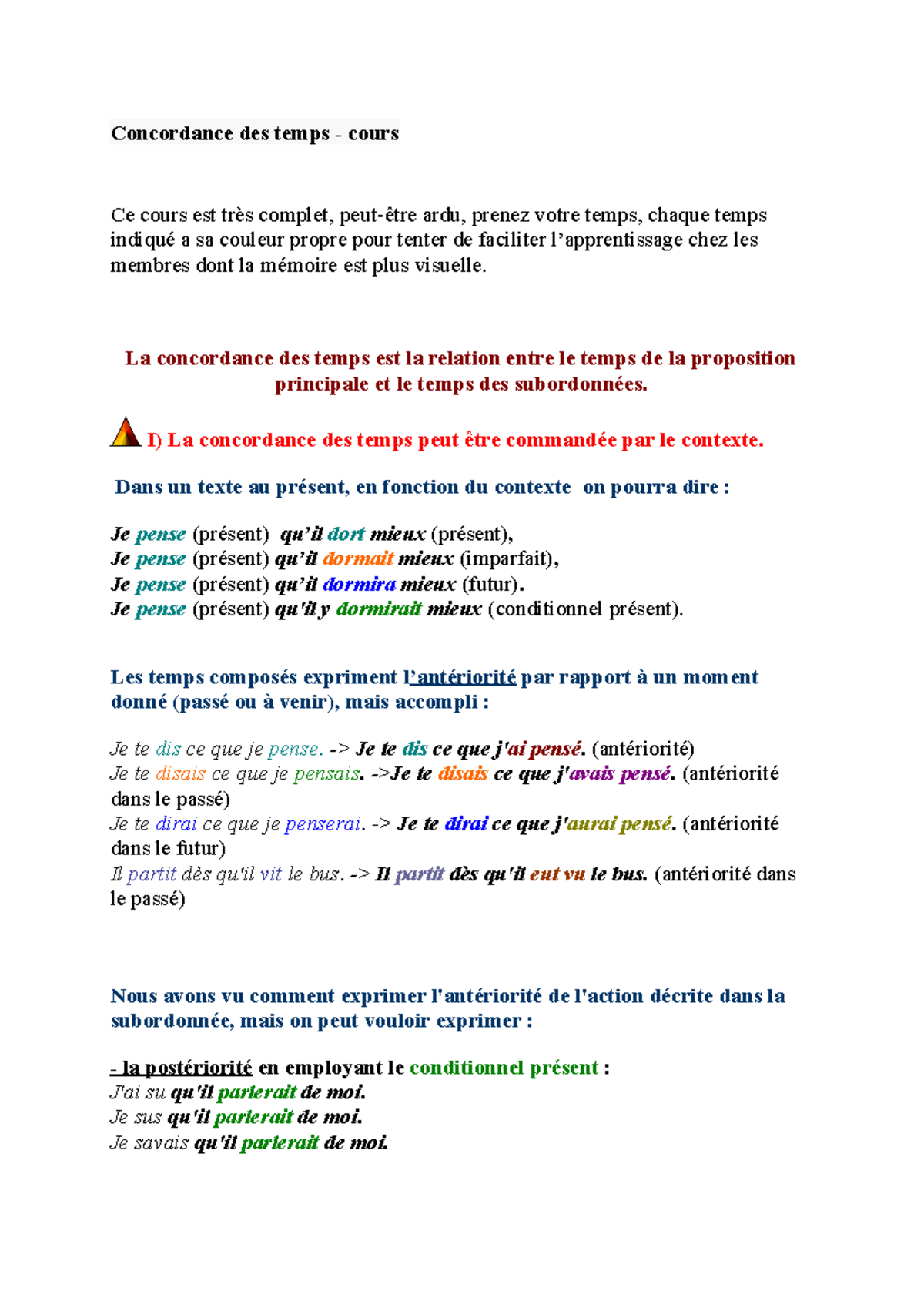 Concordance-des-temps - Concordance des temps - cours Ce cours est très ...