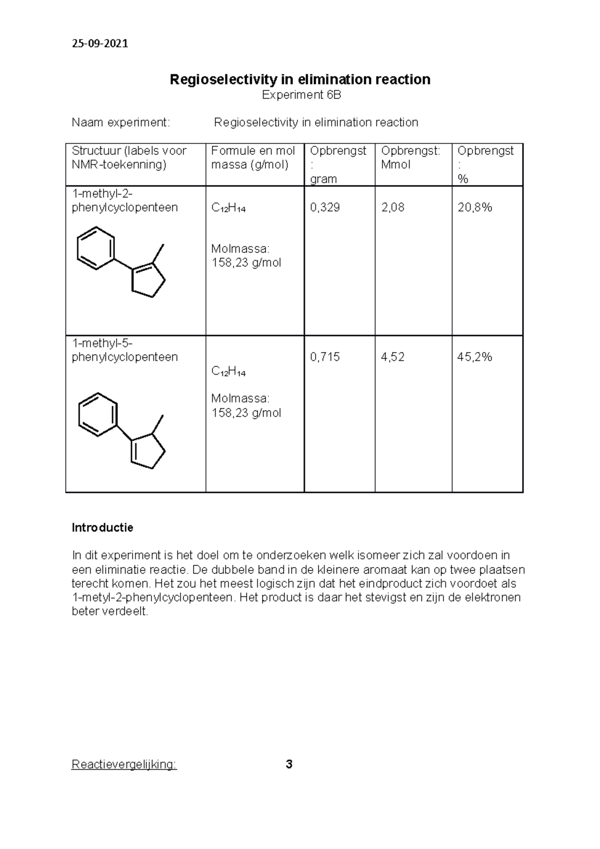 Meetrapport 2 - Regioselectivity in elimination reaction ...