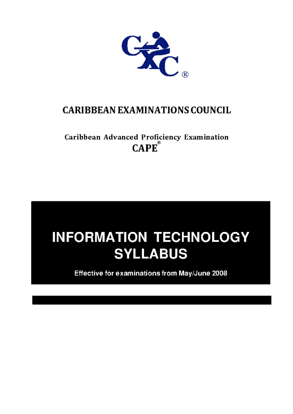 CAPE Information Technology - CARIBBEAN EXAMINATIONS COUNCIL Caribbean ...