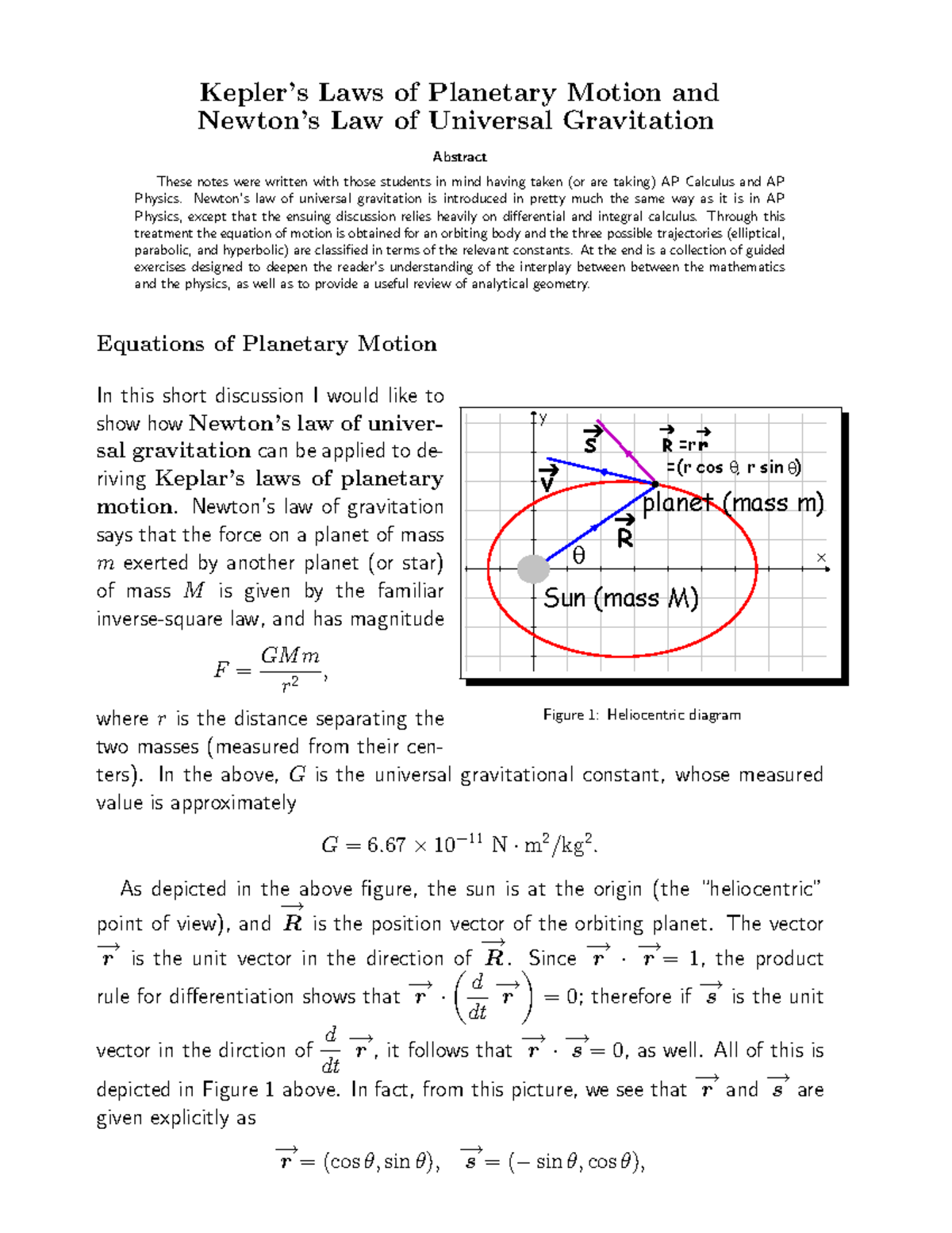 Study material for Graduation - Kepler’s Laws of Planetary Motion and ...