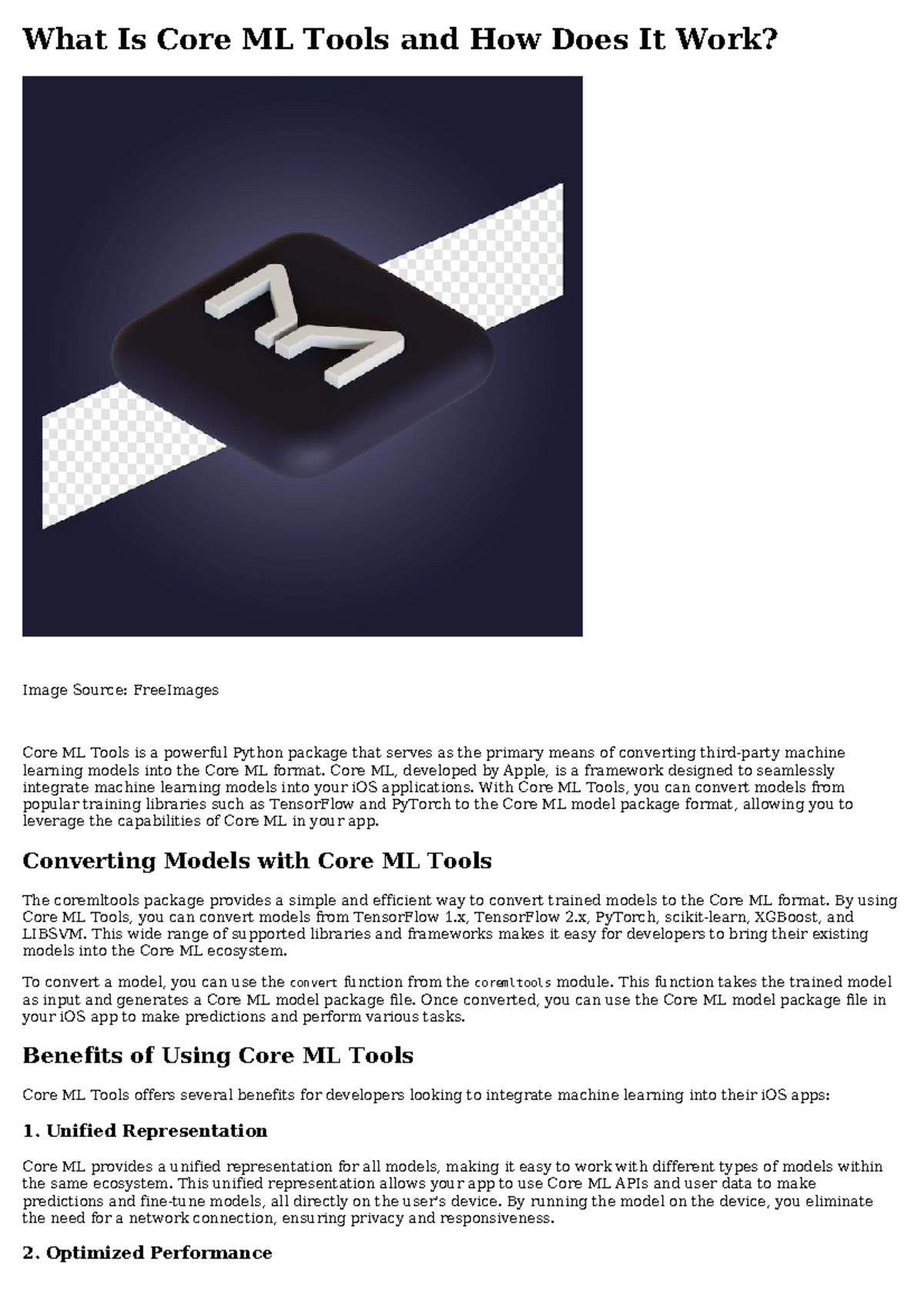 Core ML - CoreML ppt - What Is Core ML Tools and How Does It Work? Image Source: FreeImages Core ...