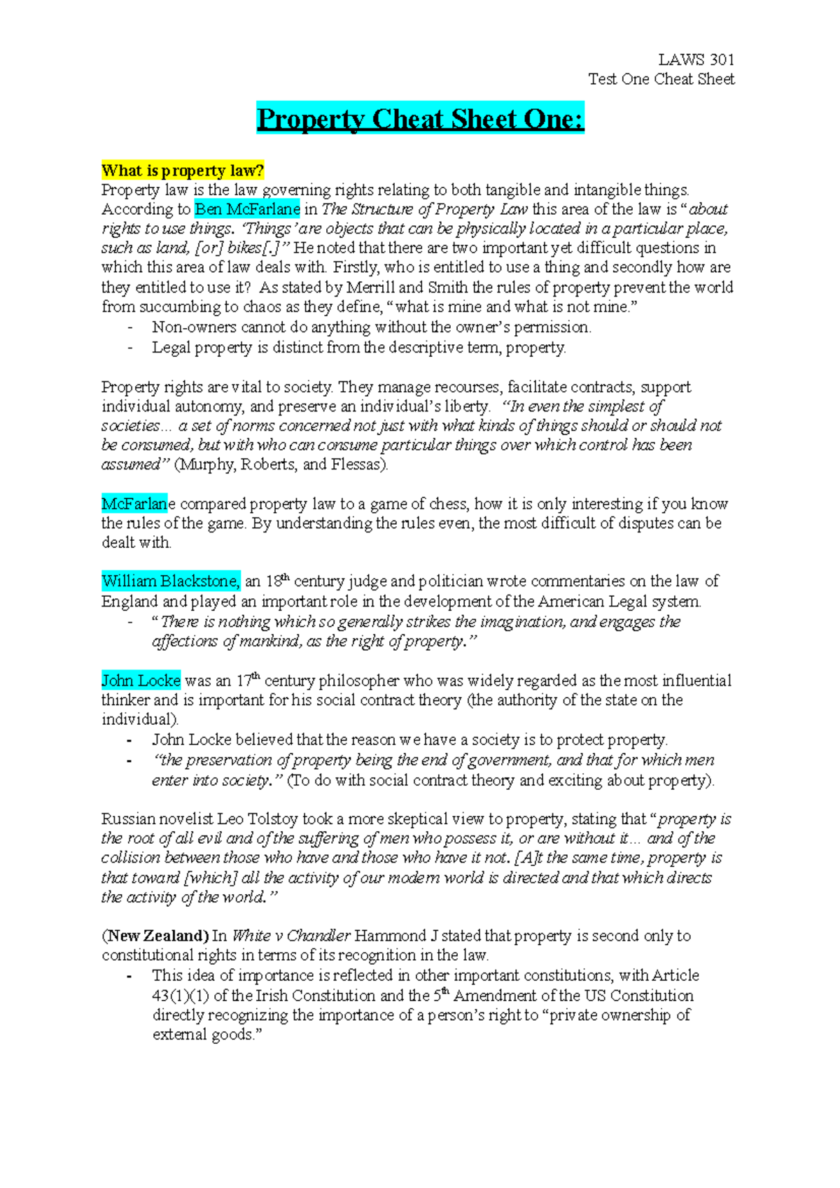 Property Cheat Sheet One - Test One Cheat Sheet Property Cheat Sheet ...