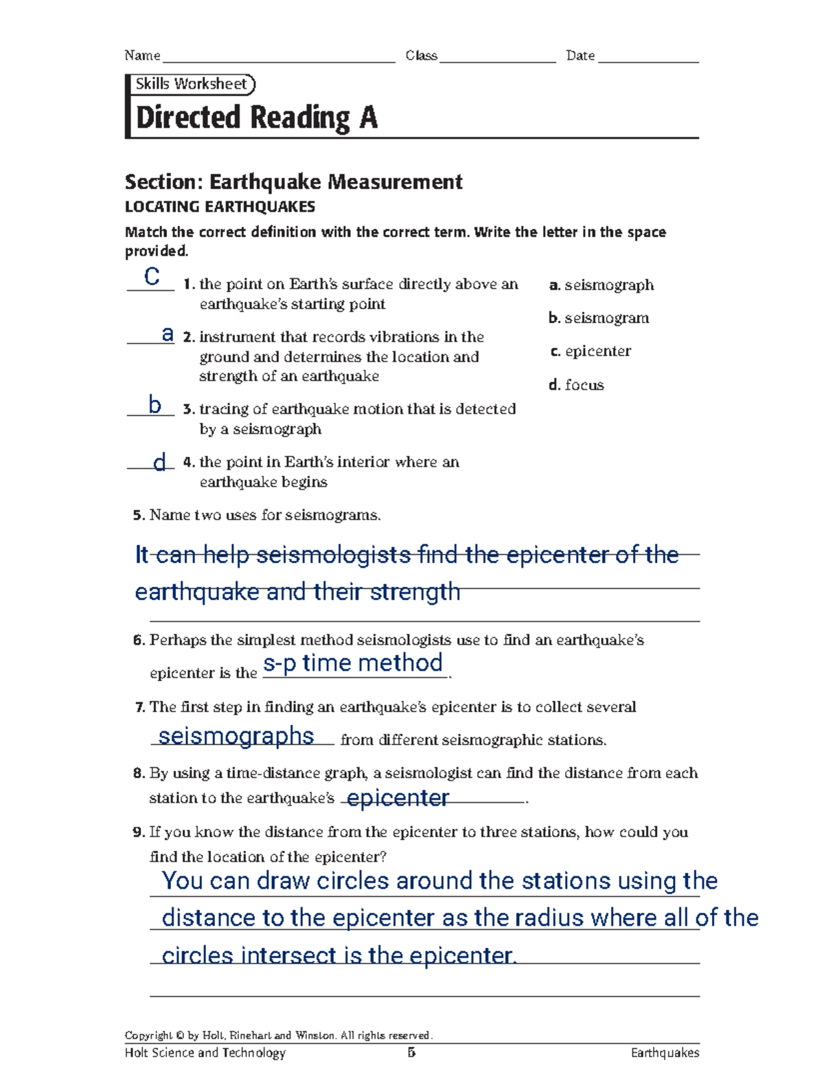Ryannlola Deidrick - 5.2-Earthquake Measurement Dir Read - Copyright ...