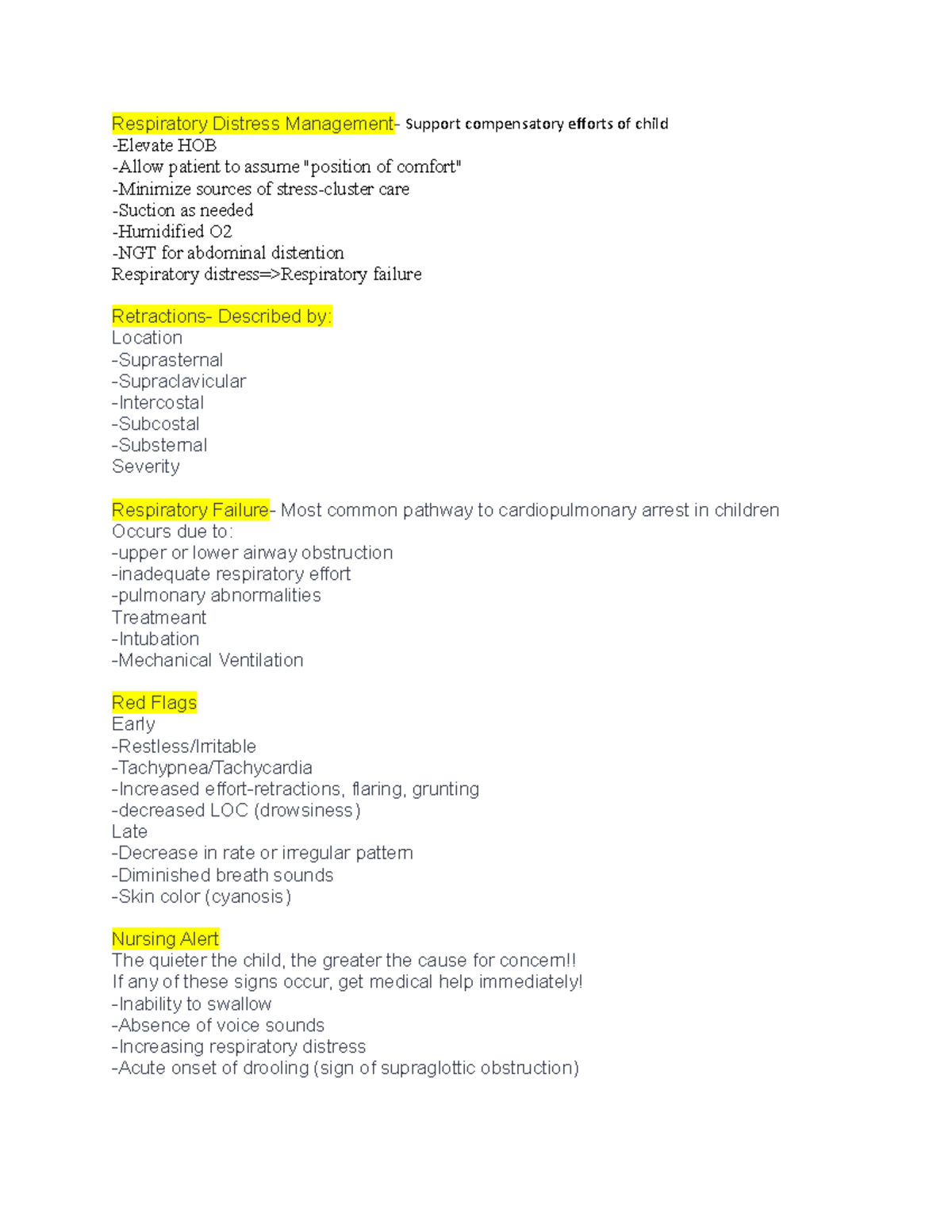 Respiratory Distress Management - Studocu