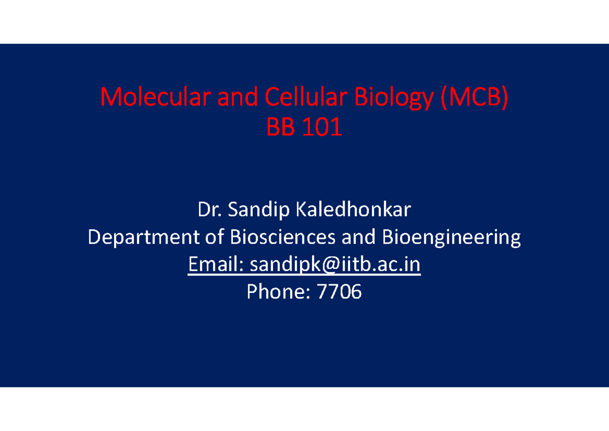 BB101 MCB 2 - LECTURE NOTES FOR ENDSEM AND MIDSEM - Molecular and ...