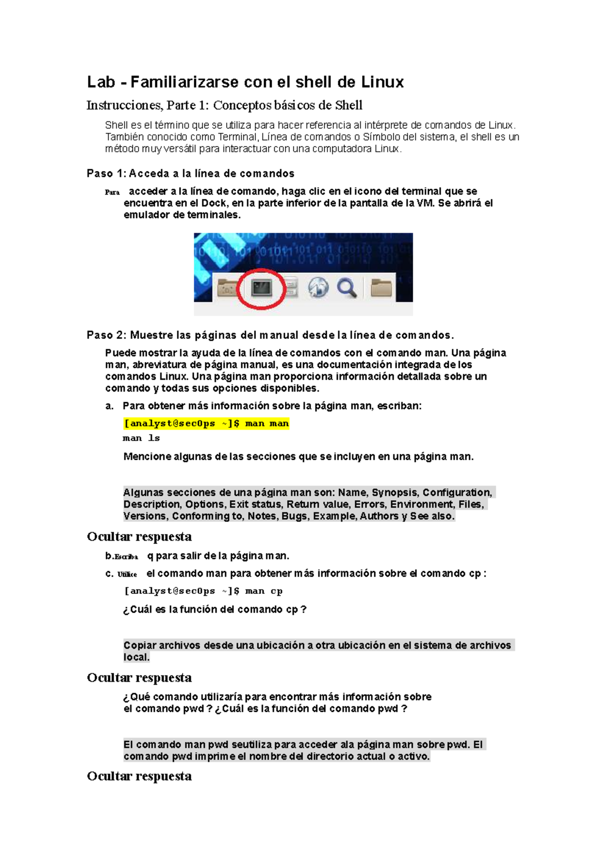 2 Clase Linux - practica de senati ga - Lab - Familiarizarse con el shell de Linux Instrucciones ...