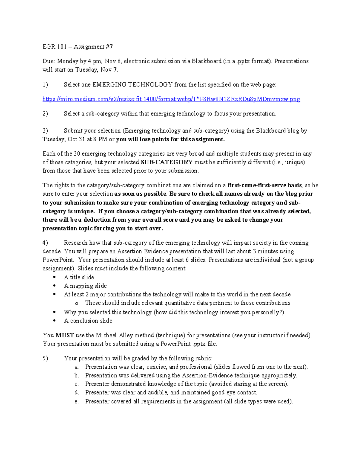 Week 09-10.31 - HW7 Powerpoint - EGR 101 – Assignment # Due: Monday by ...