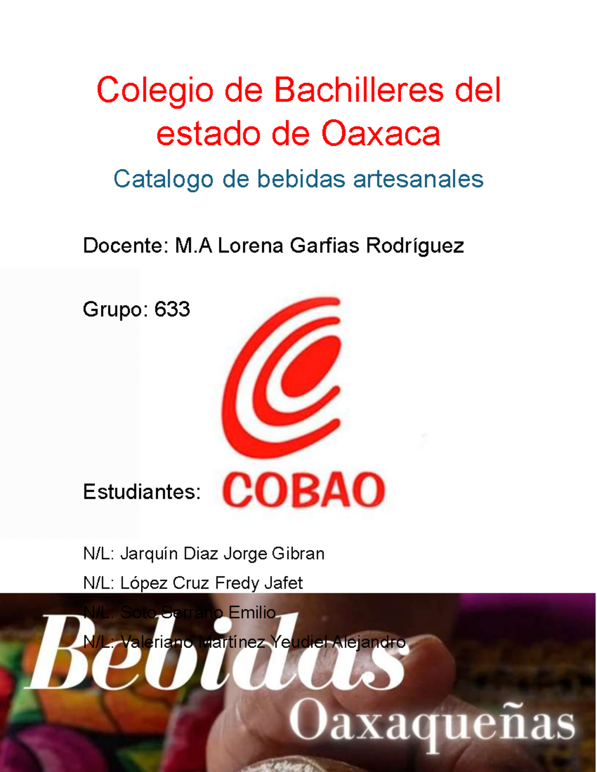 Catalogo bebidas cobao - Colegio de Bachilleres del estado de Oaxaca ...