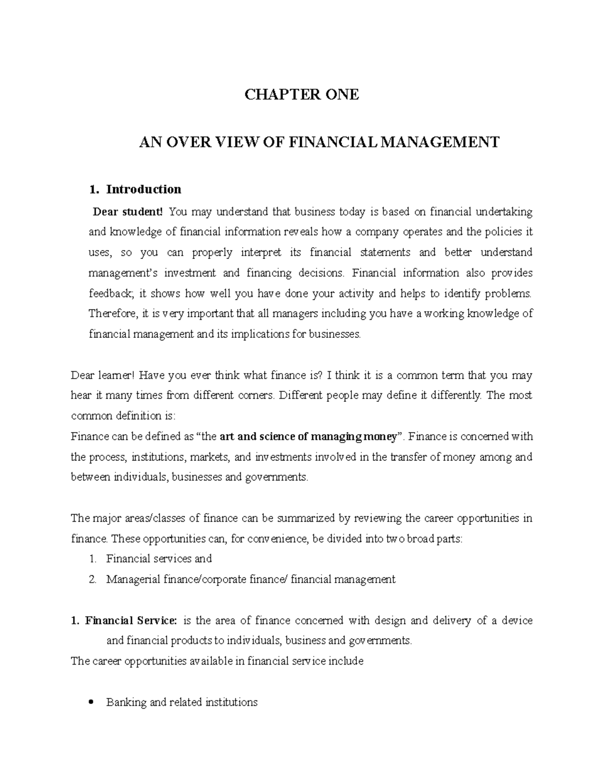 471483617 Chapter One Handout docx - CHAPTER ONE AN OVER VIEW OF ...