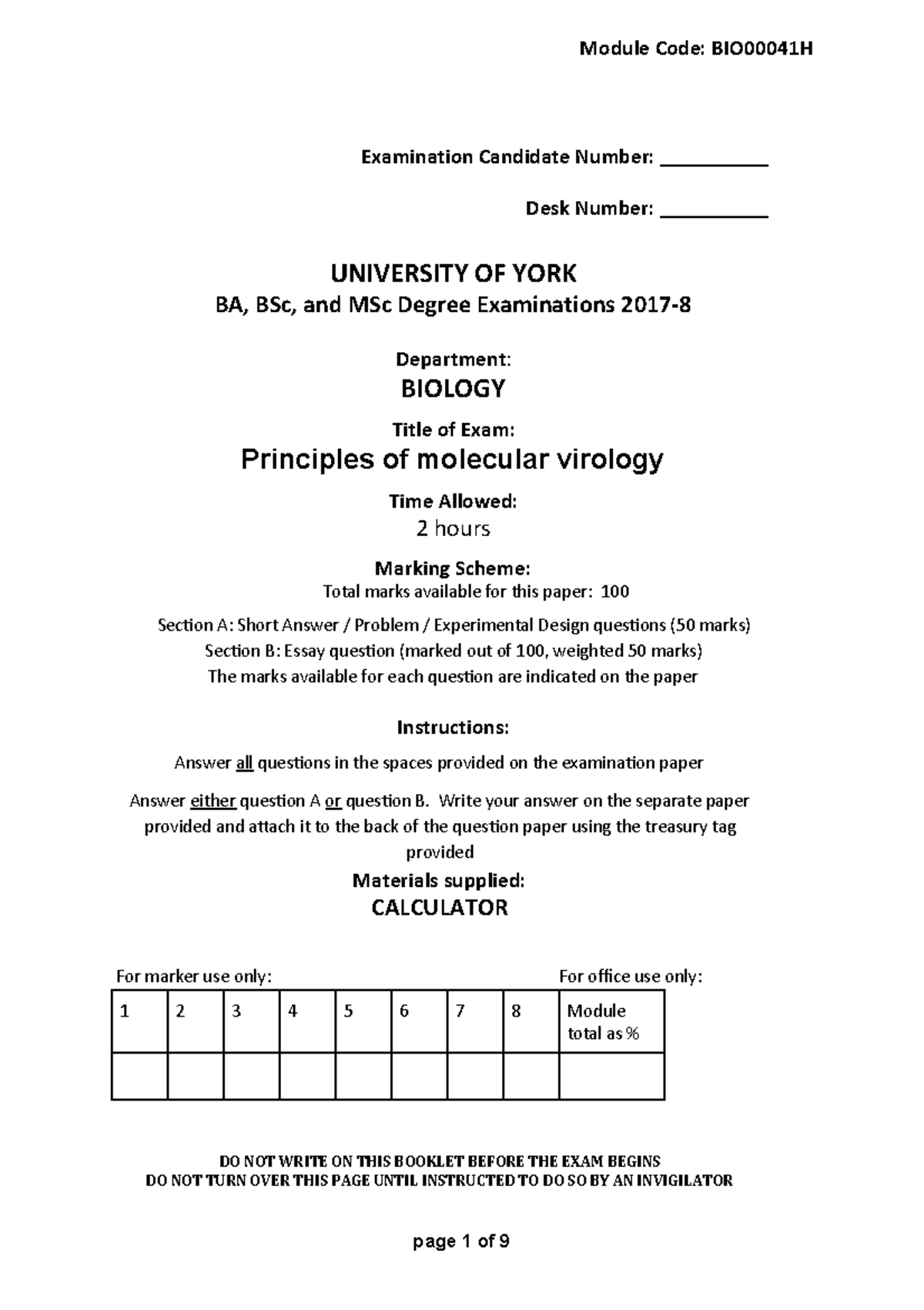 Principles of molecular virology Questions only - Warning: TT: undefined function: 32 ...