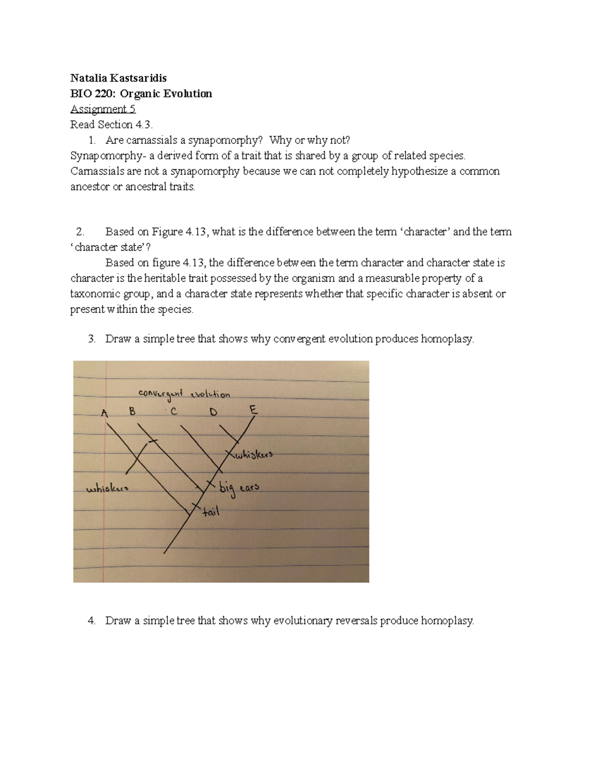 Assignments 5 - homework - Natalia Kastsaridis BIO 220: Organic ...