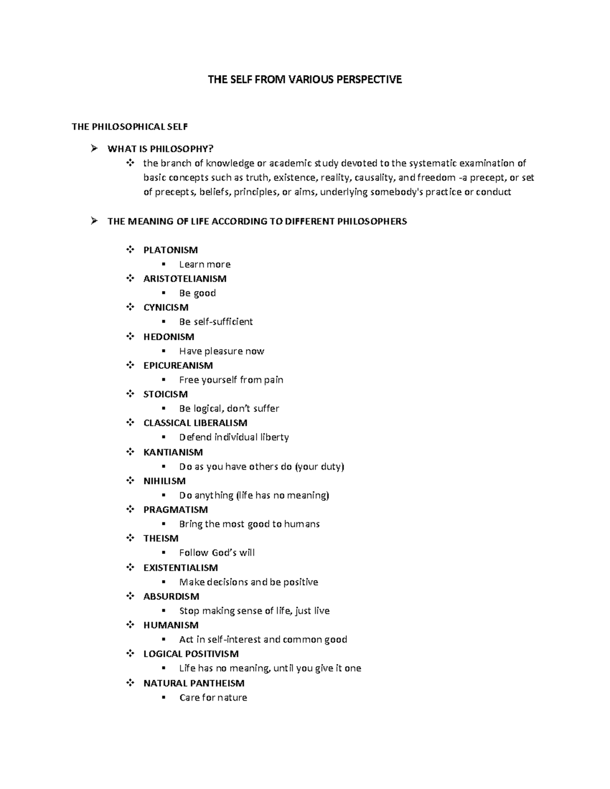 Udself THE Philosophical SELF Intro - THE SELF FROM VARIOUS PERSPECTIVE ...