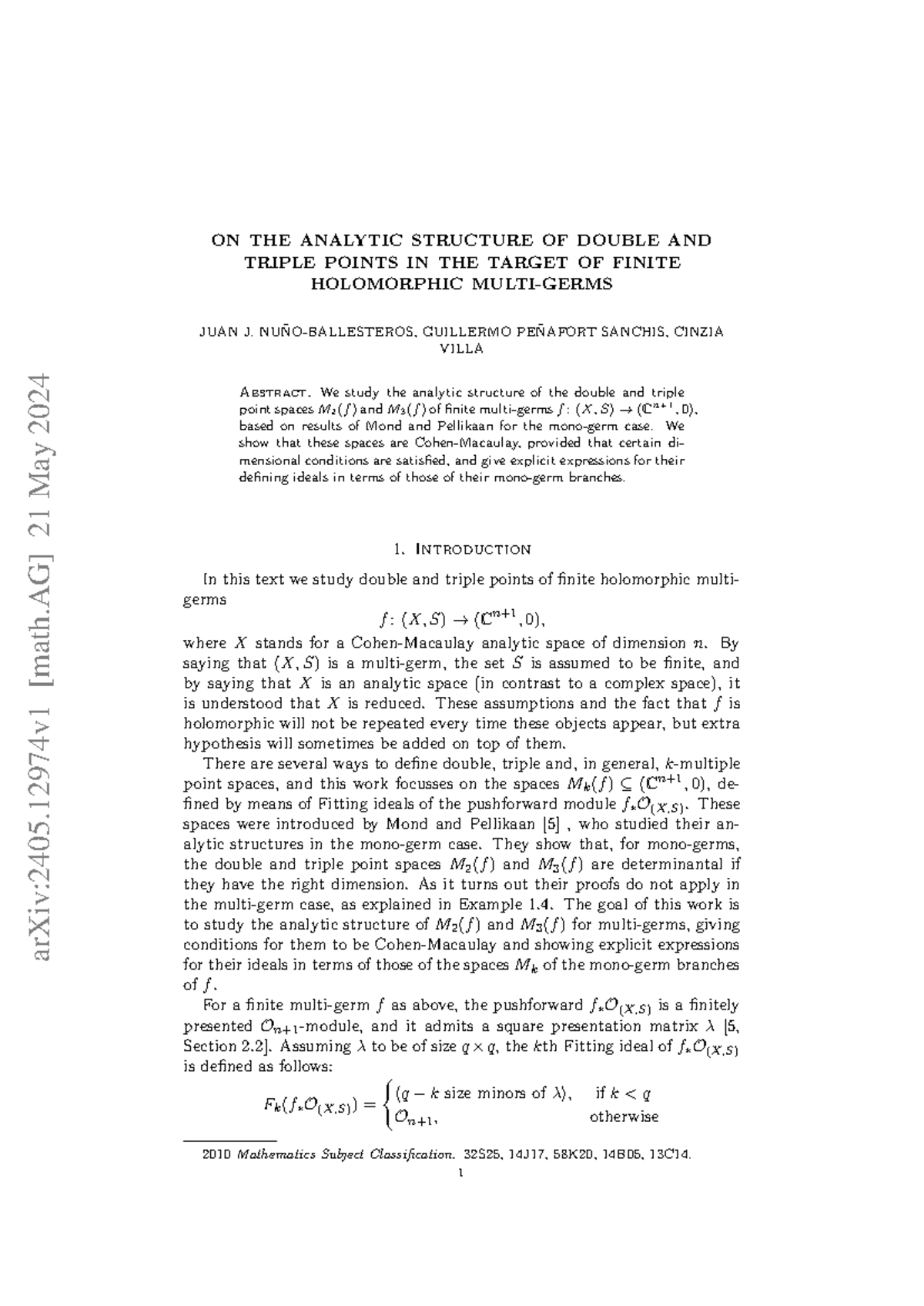 2405 - On the analytic structure of double and triple points in the target of finite - ON THE ...