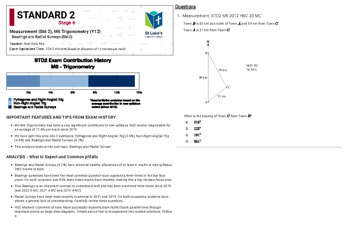 Year 11 Bearings - Measurement (Std 2), M6 Trigonometry (Y12) Bearings ...