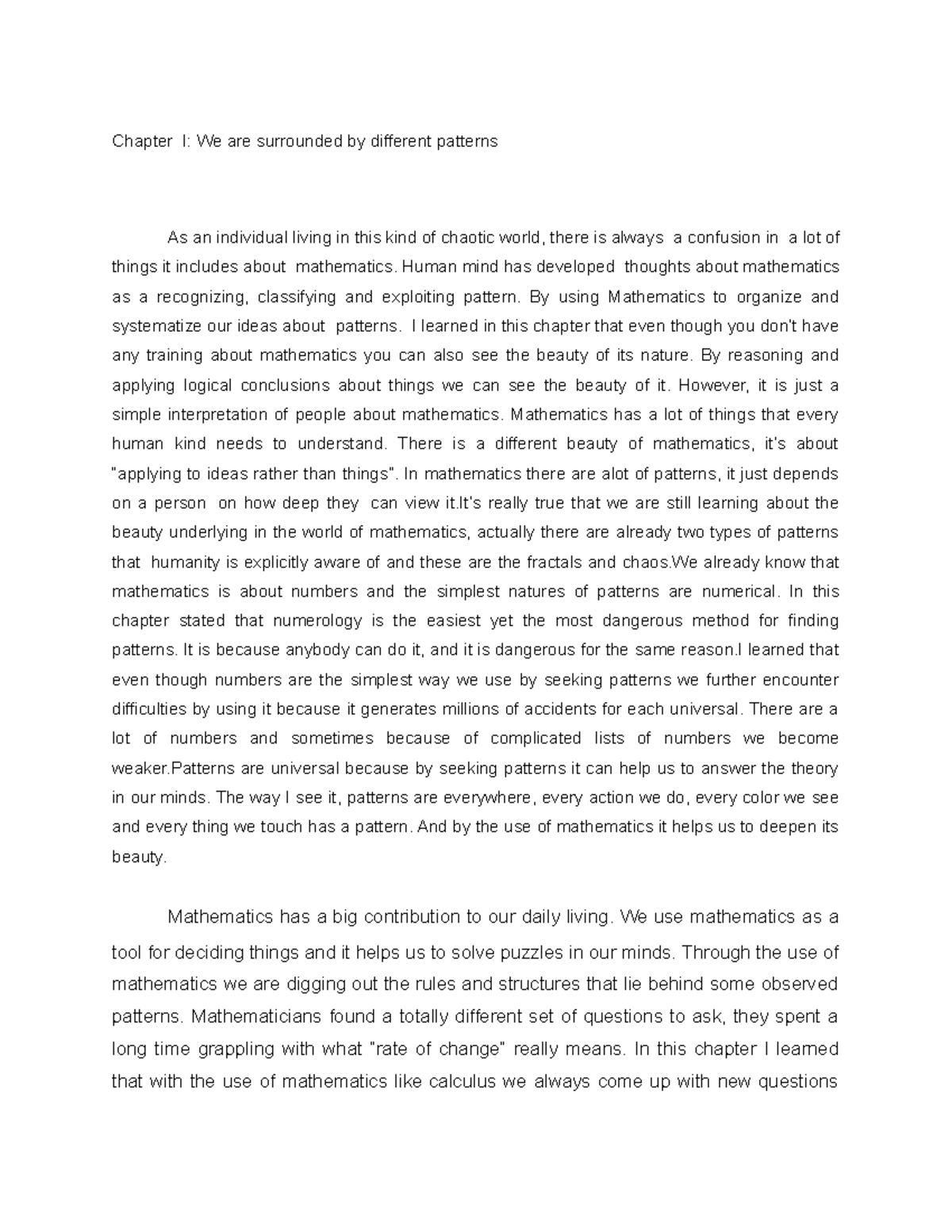 Stewart Summary of nature of pattern - Chapter I: We are surrounded ...