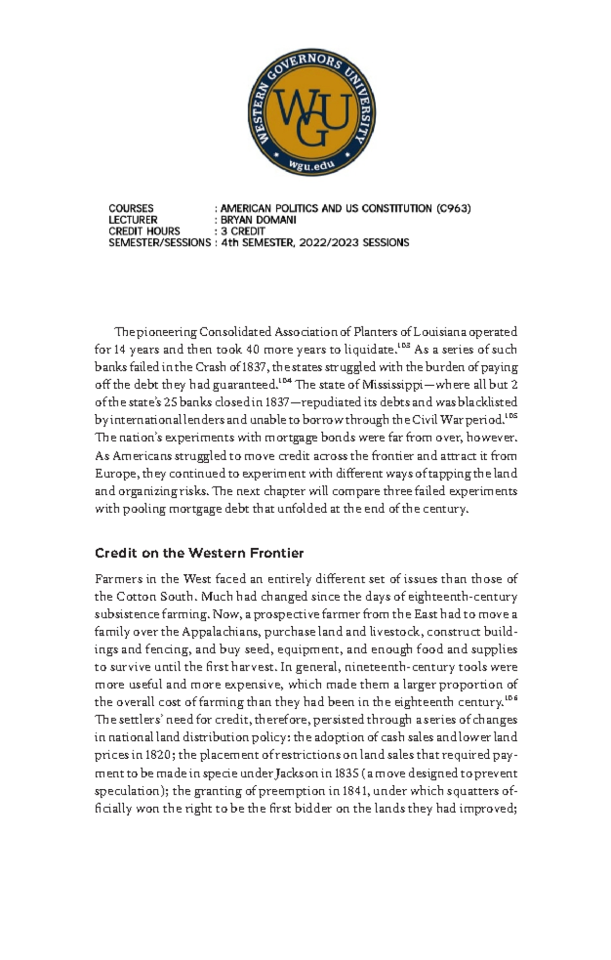 C963- Western Governor University- American Politics AND US ...