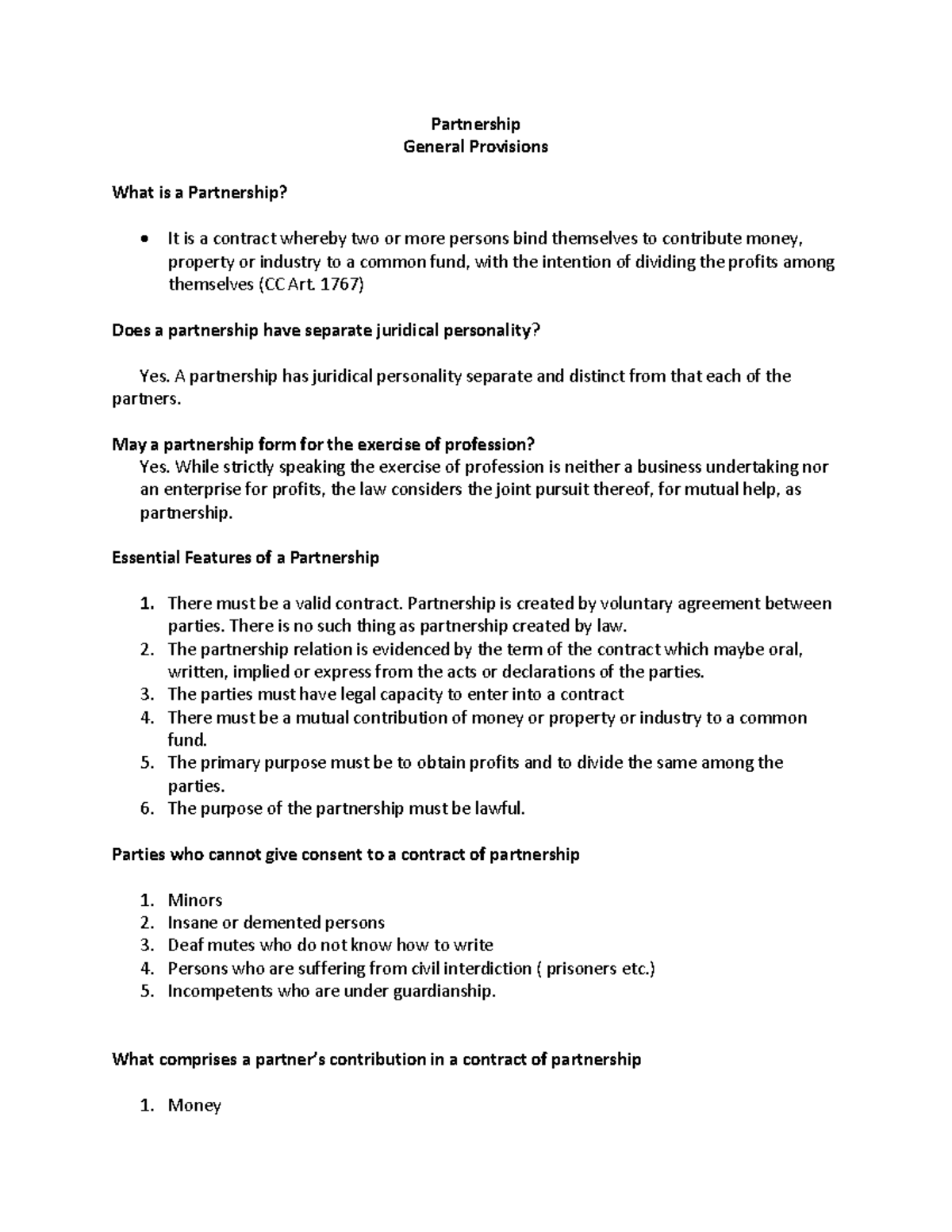 Partnership - General Provisions - Partnership General Provisions What ...