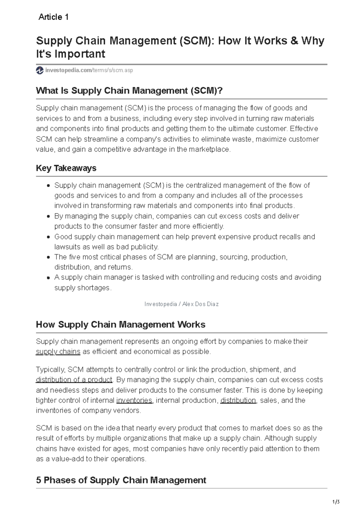 1 - assignment on SCM - Supply Chain Management (SCM): How It Works & Why It's Important - Studocu