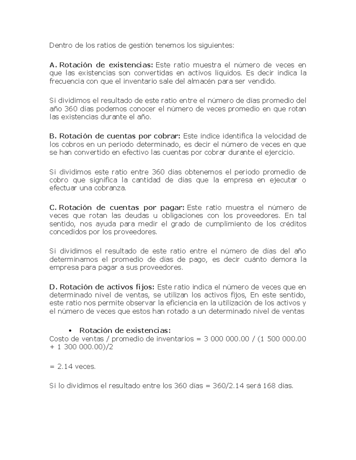 Ratios de gestión - Que es un ratio - Dentro de los ratios de gestión ...