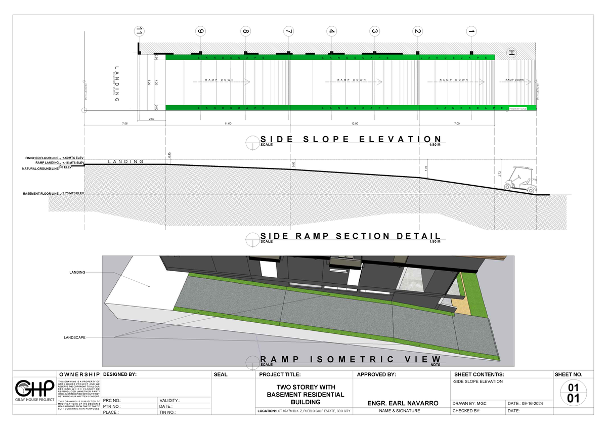 Navarro SIDE Slope Elevation - O W N E R S H I P DESIGNED BY: PROJECT ...