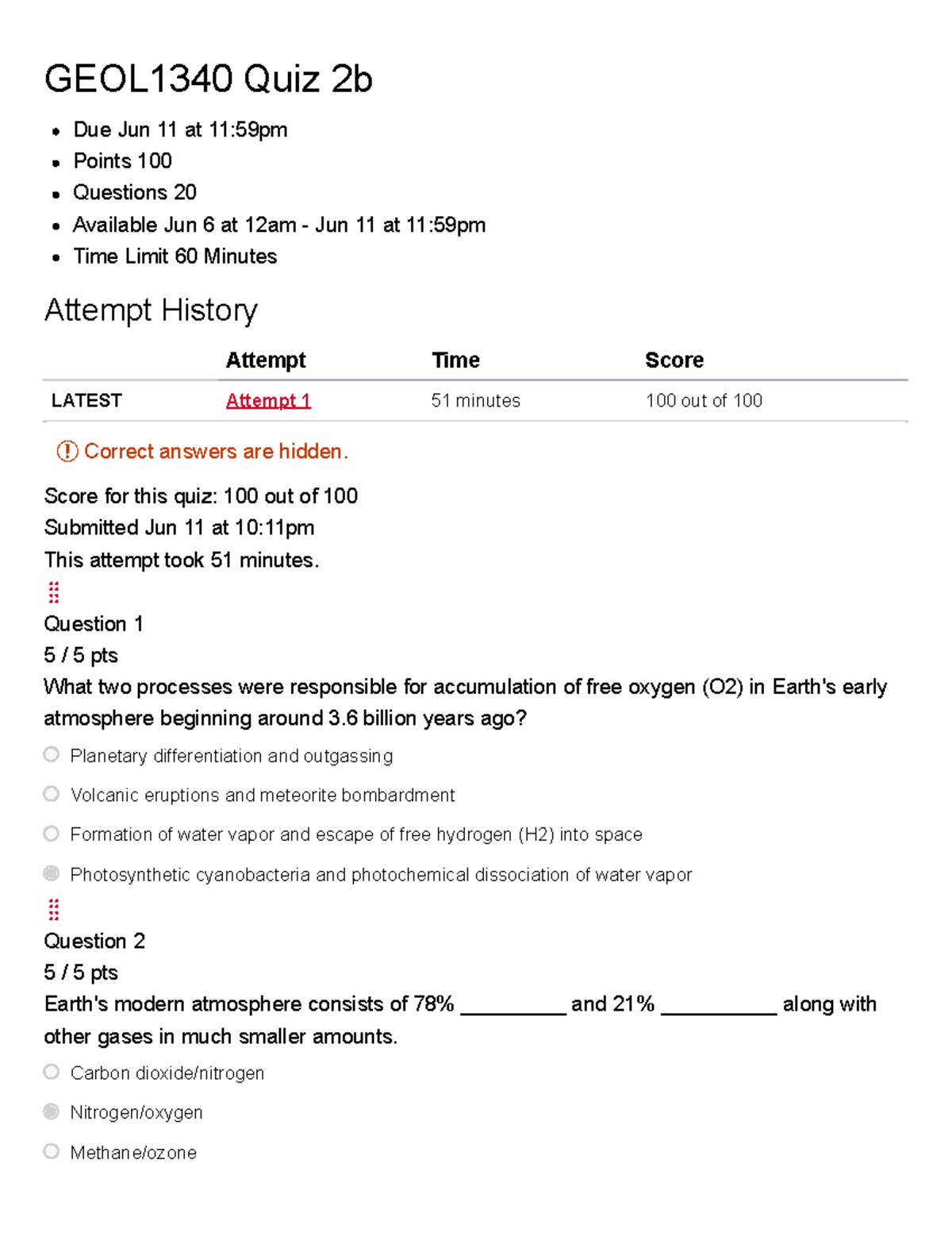 GEOL1340 Quiz 2b 2024SU GEOL1340 10747 - Earth Systems - GEOL1340 Quiz ...