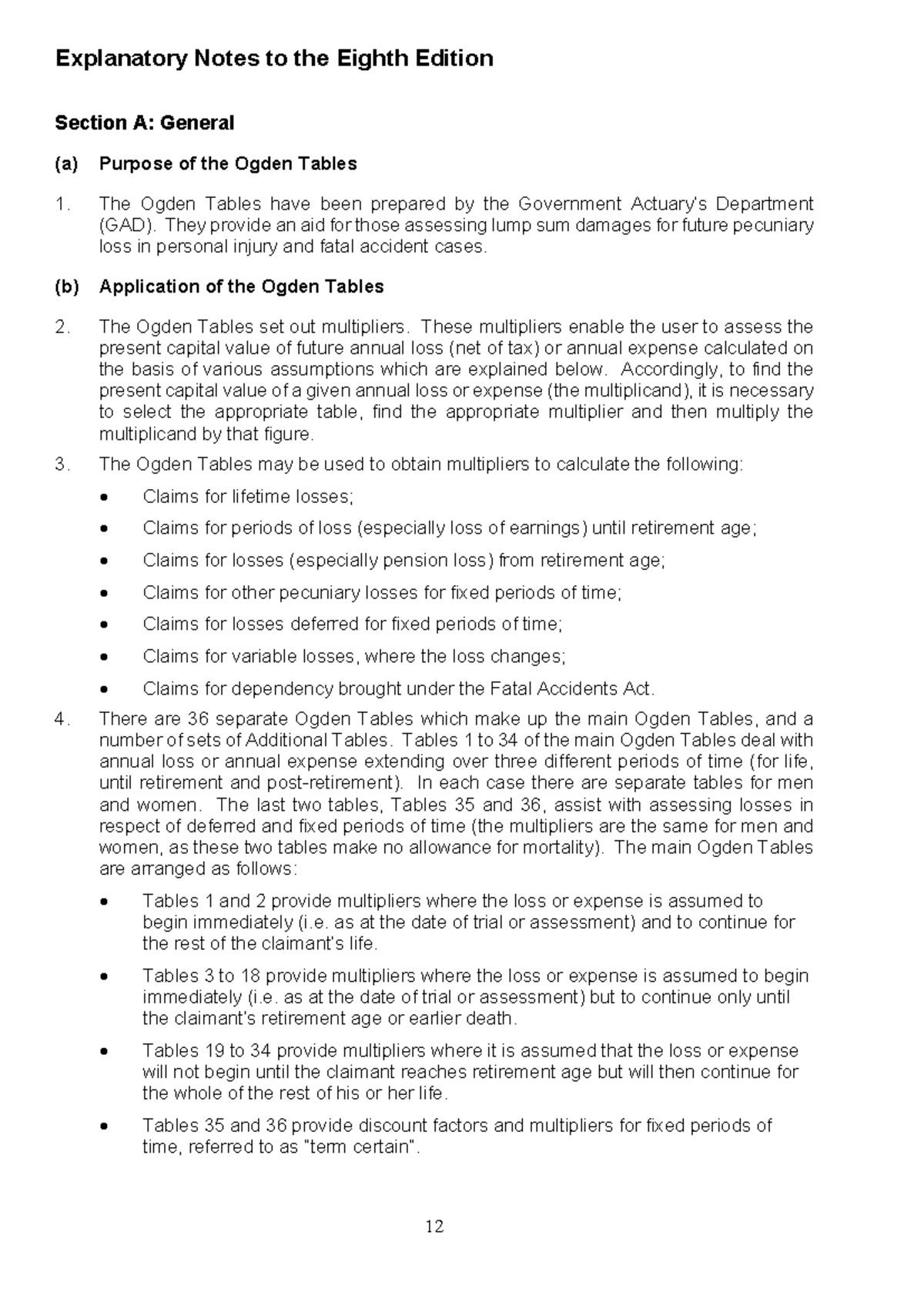 BTC2 Common Law W10 Apply Ogden Table Excerpt - Explanatory Notes to ...