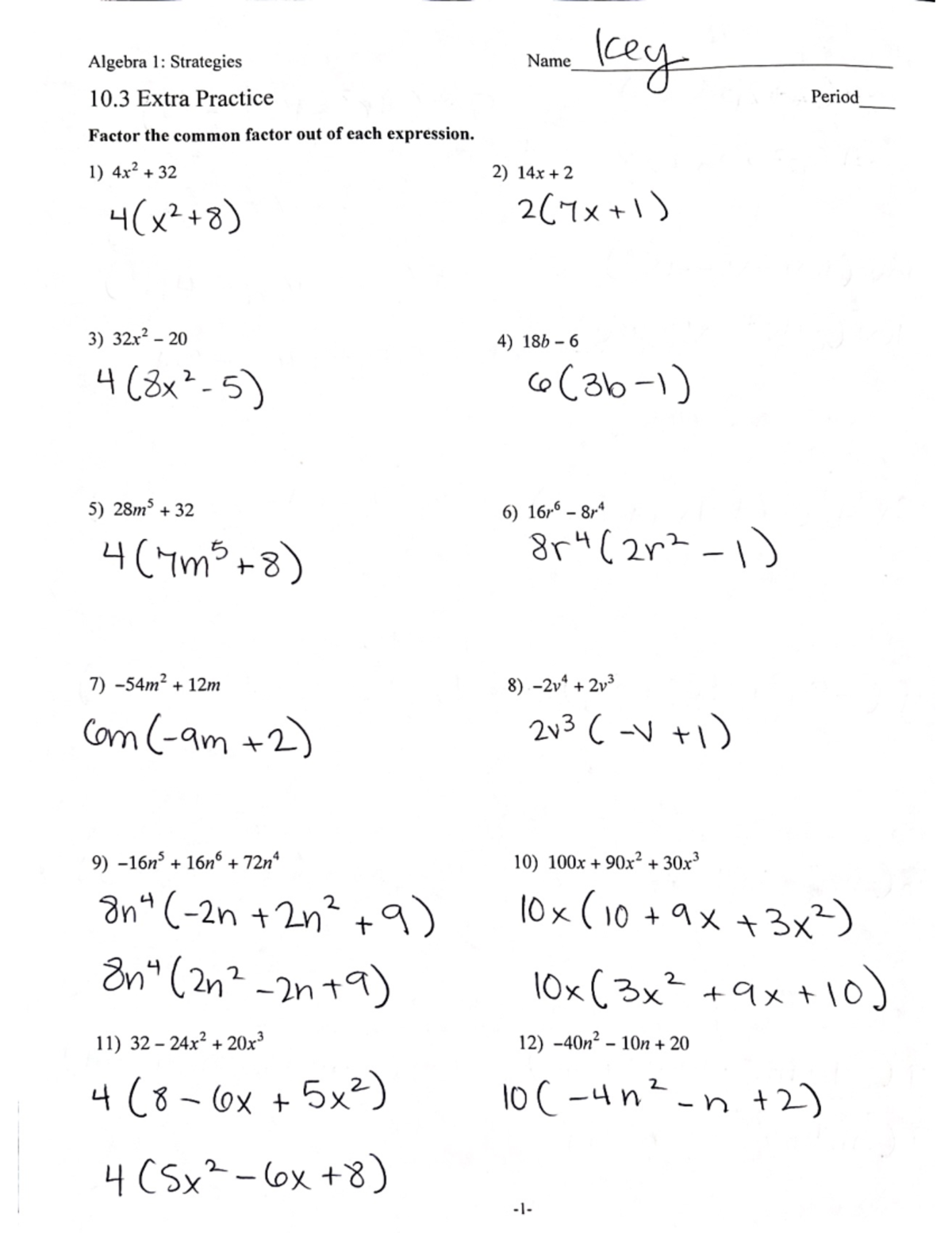 10.3 extra practice key - Studocu