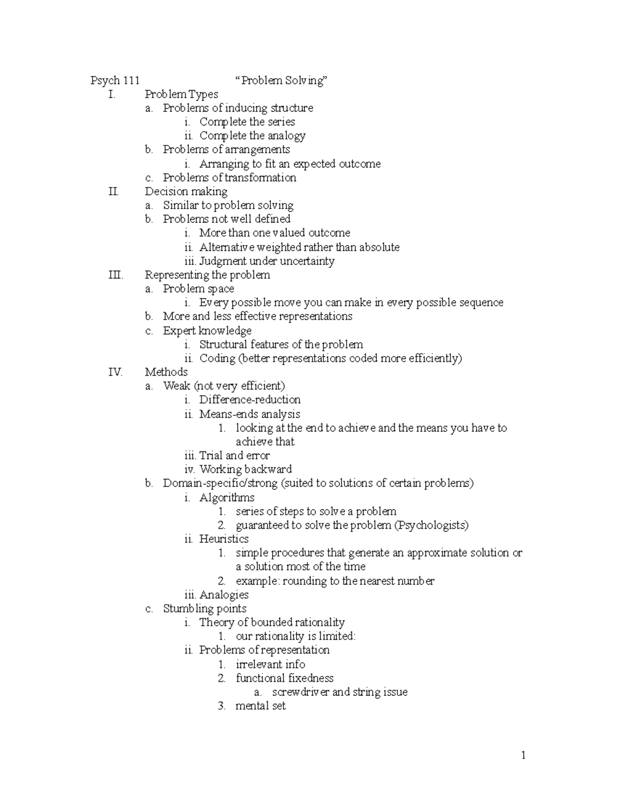 “Problem Solving” - Problem Types a. Problems of inducing structure i ...