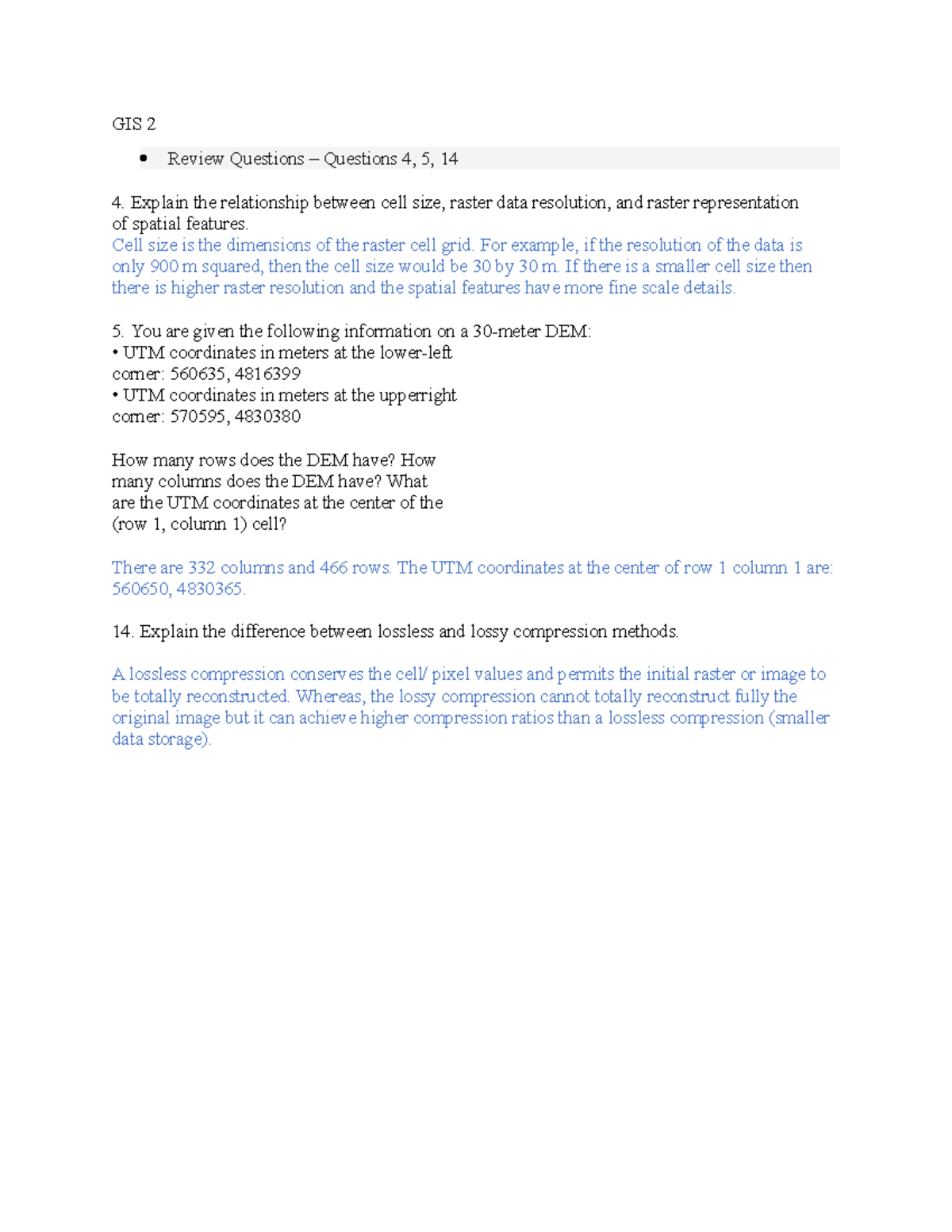 Chapter 4 review questions - GIS 2 Review Questions – Questions 4, 5 ...