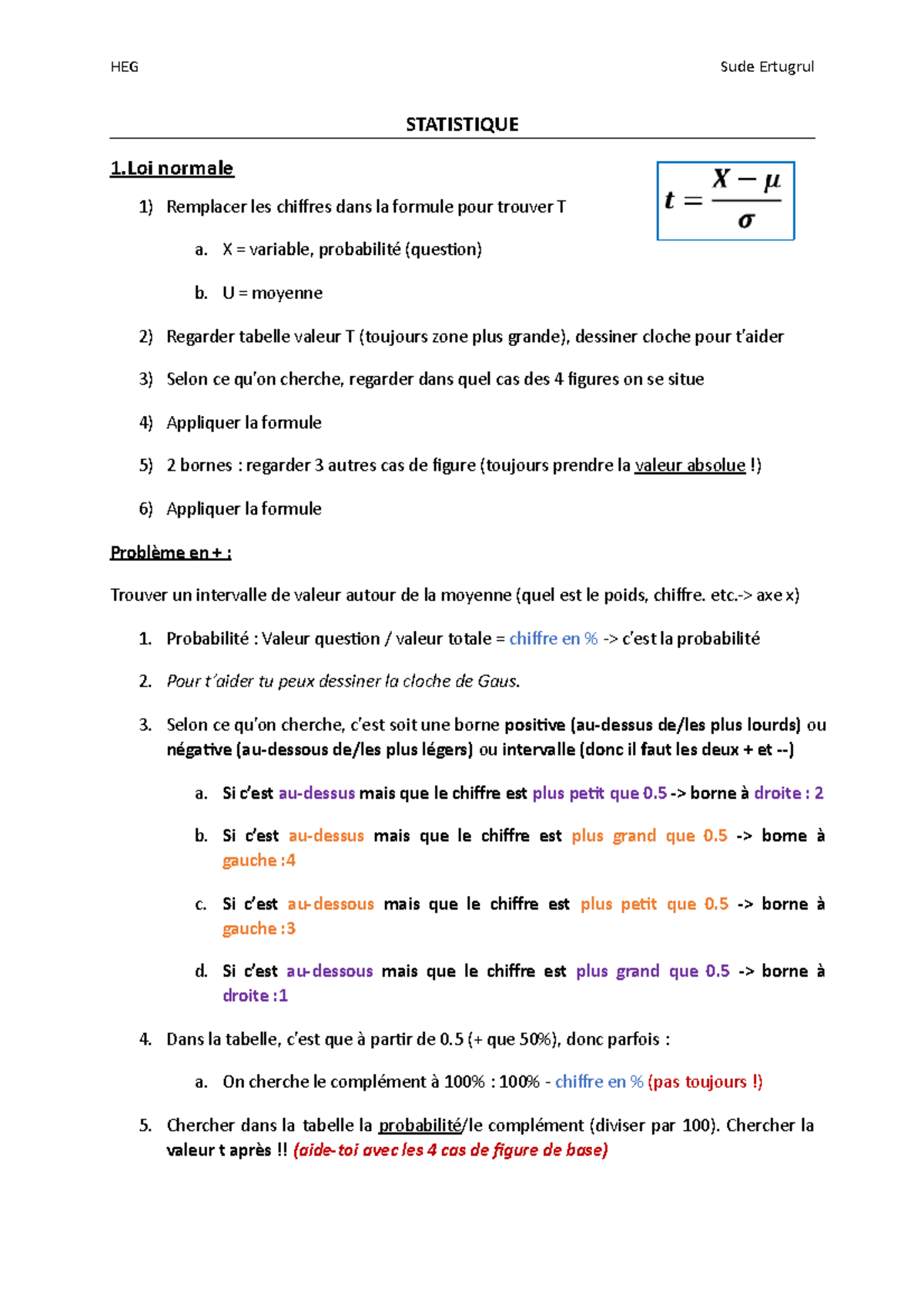Fiche statistiques - STATISTIQUE 1 normale Remplacer les chiffres dans ...