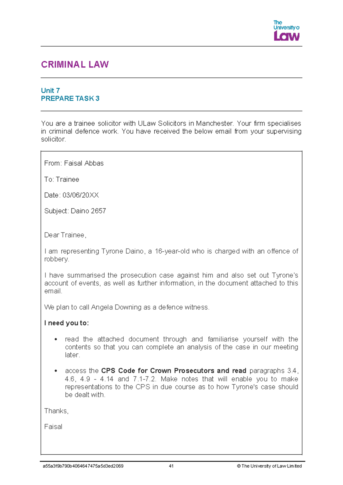 PREP 3 UNIT 7 - PREP task 3 UNIT 7 feedback - CRIMINAL LAW Unit 7 ...