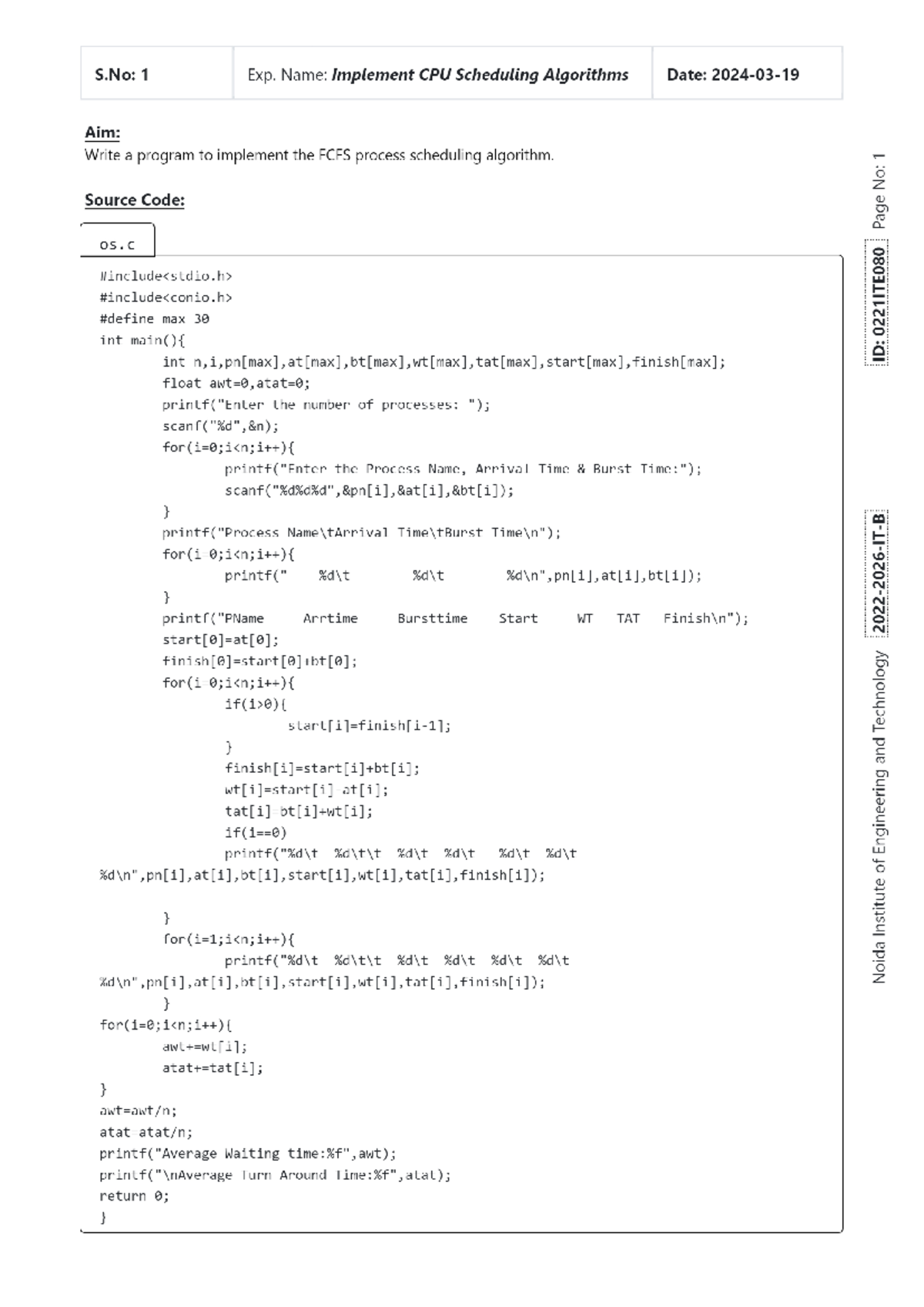 0221ITE080 Operating Syste lab record 2024 04 29 - B.Tech - Studocu