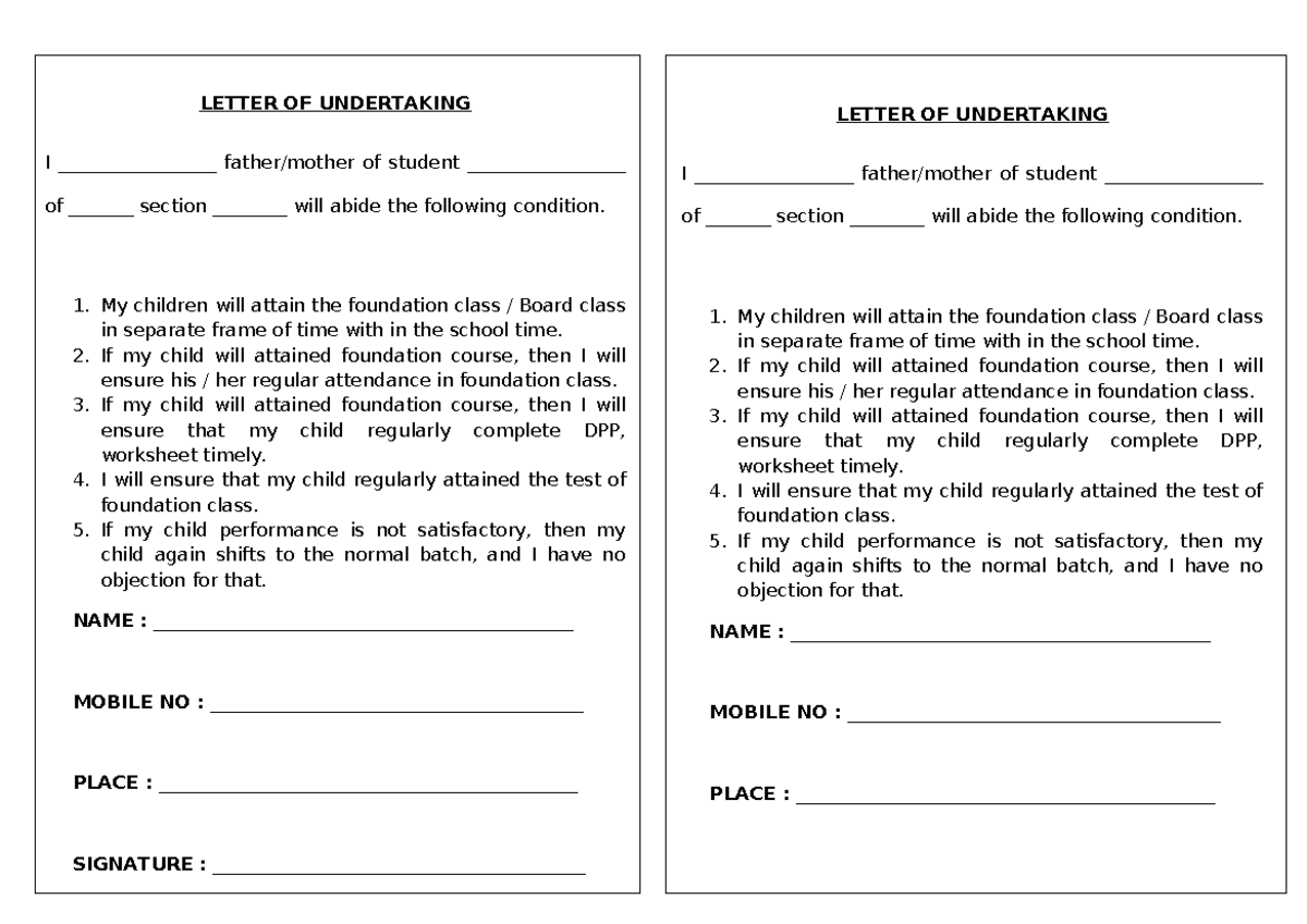 Letter OF Undertaking - xcfgxdfgxdfgdr - LETTER OF UNDERTAKING I ...