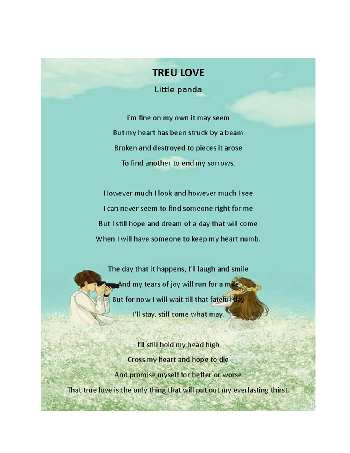 Poems, poems, poems, poems - TREU LOVE Little panda I’m fine on my own ...