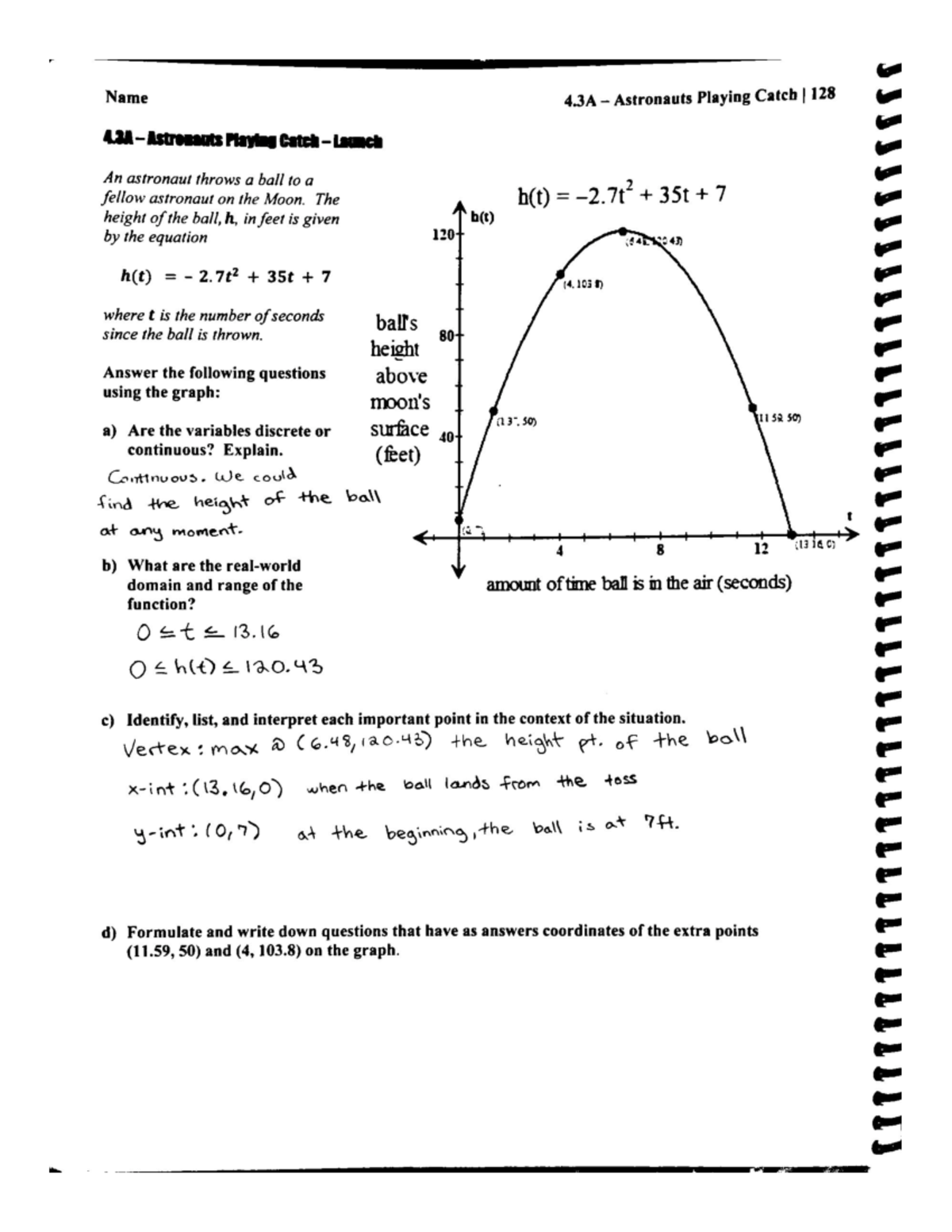 4.3A - Astronauts Playing Catch 128 - Math 217 - Studocu