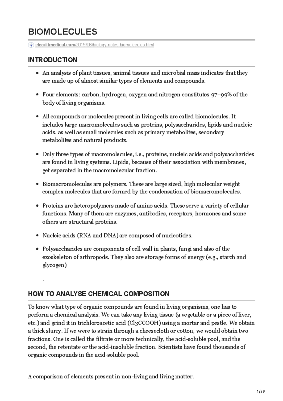 Biomolecules - notes from coaching - BIOMOLECULES - Studocu