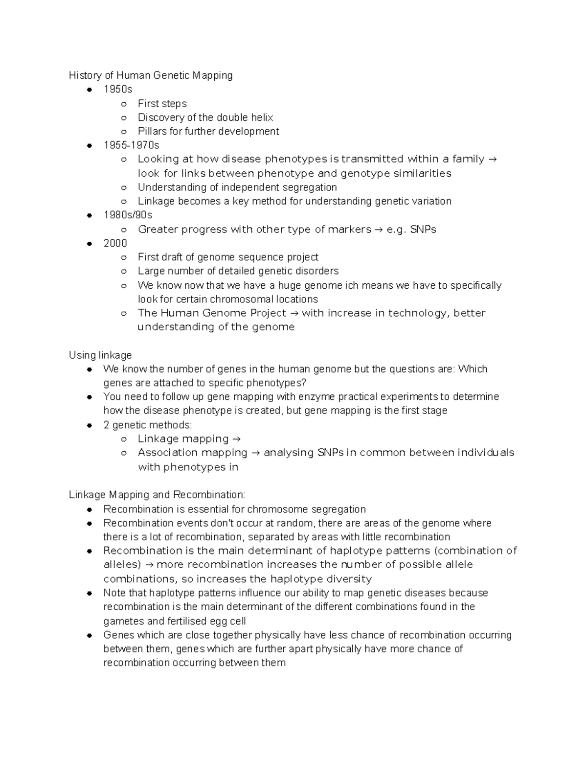 3. Gene Mapping - Lecture notes 3 - History of Human Genetic Mapping ...